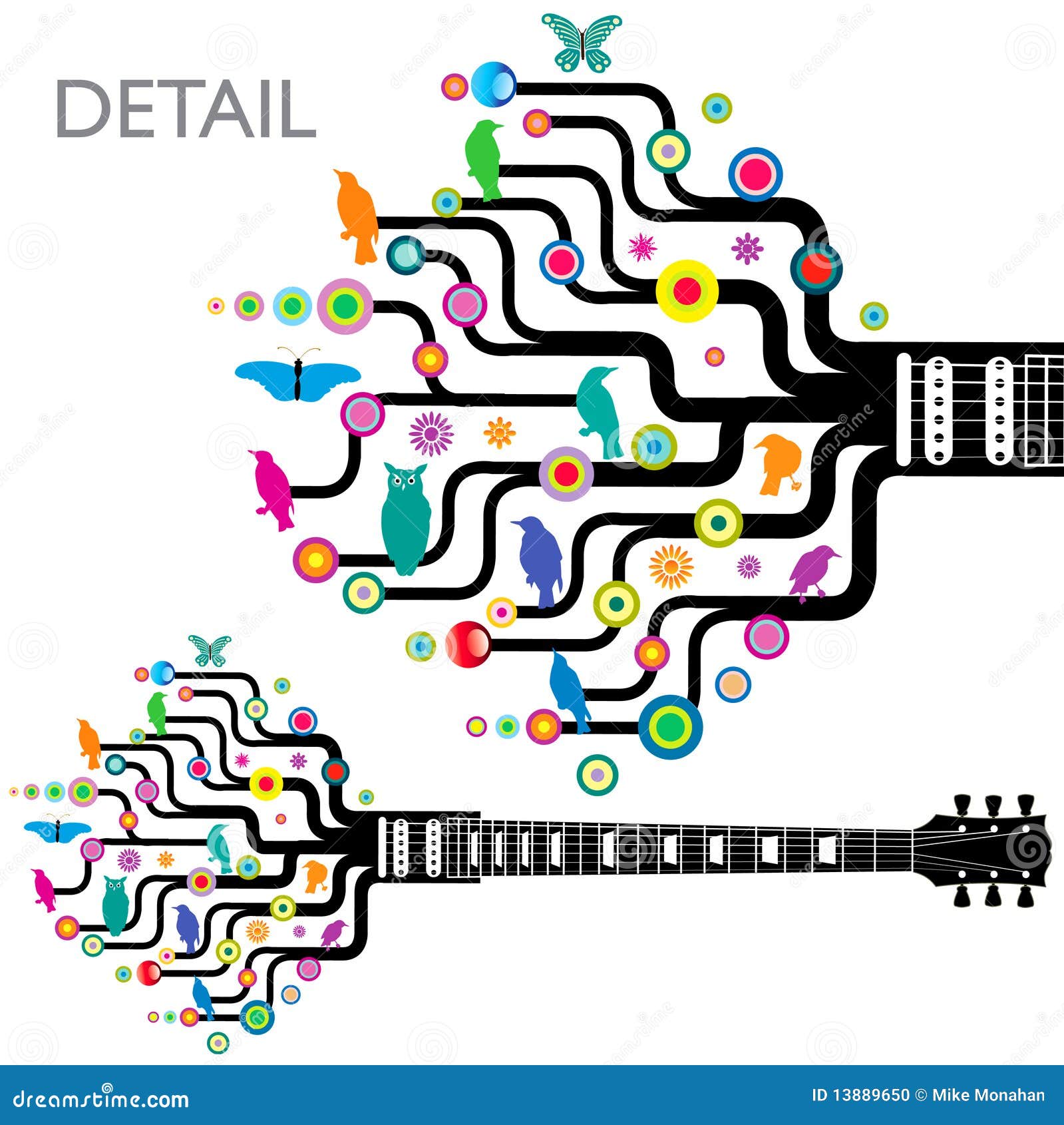 Abstract Guitar stock vector. Illustration of white, guitar - 13889650