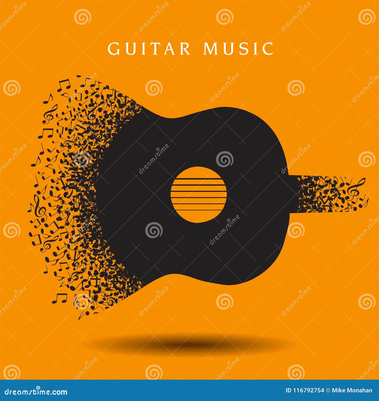 Abstract Guitar Background Made with Notes Stock Vector - Illustration ...