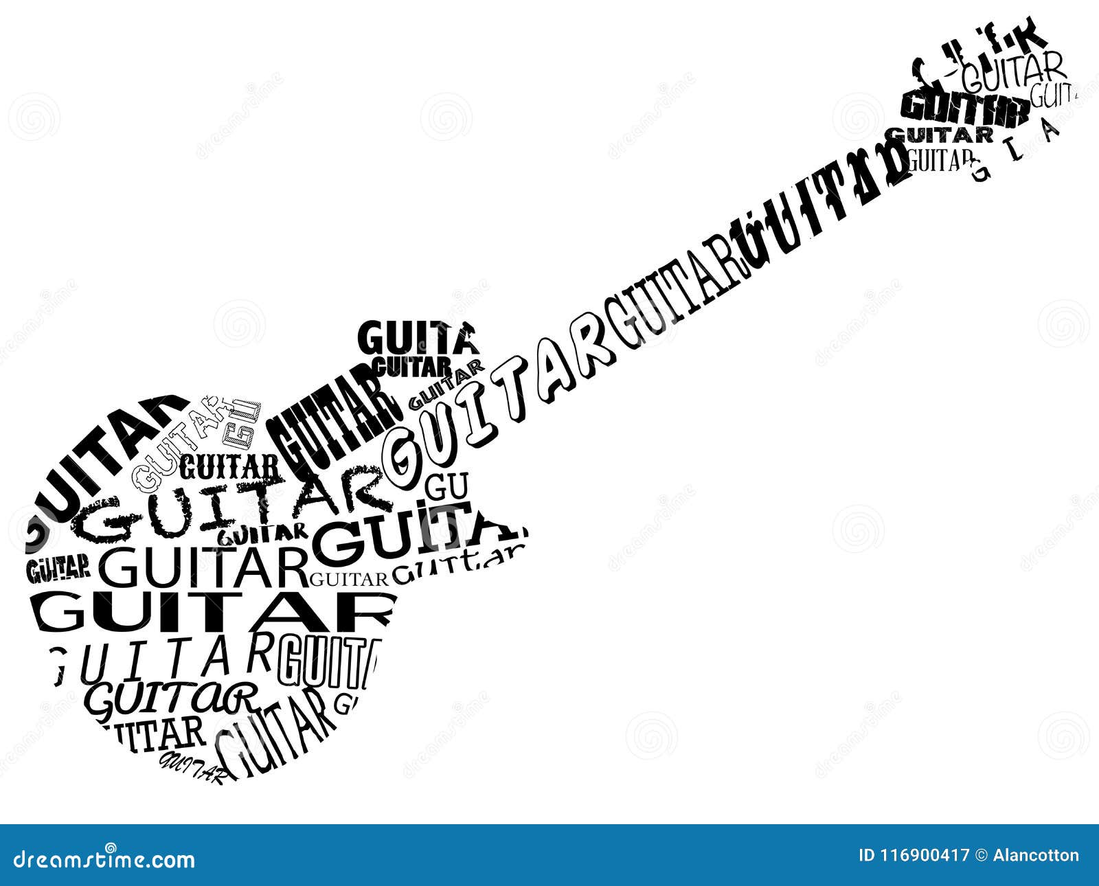 Abstract Guitar in Text Over a White Background Stock Vector ...