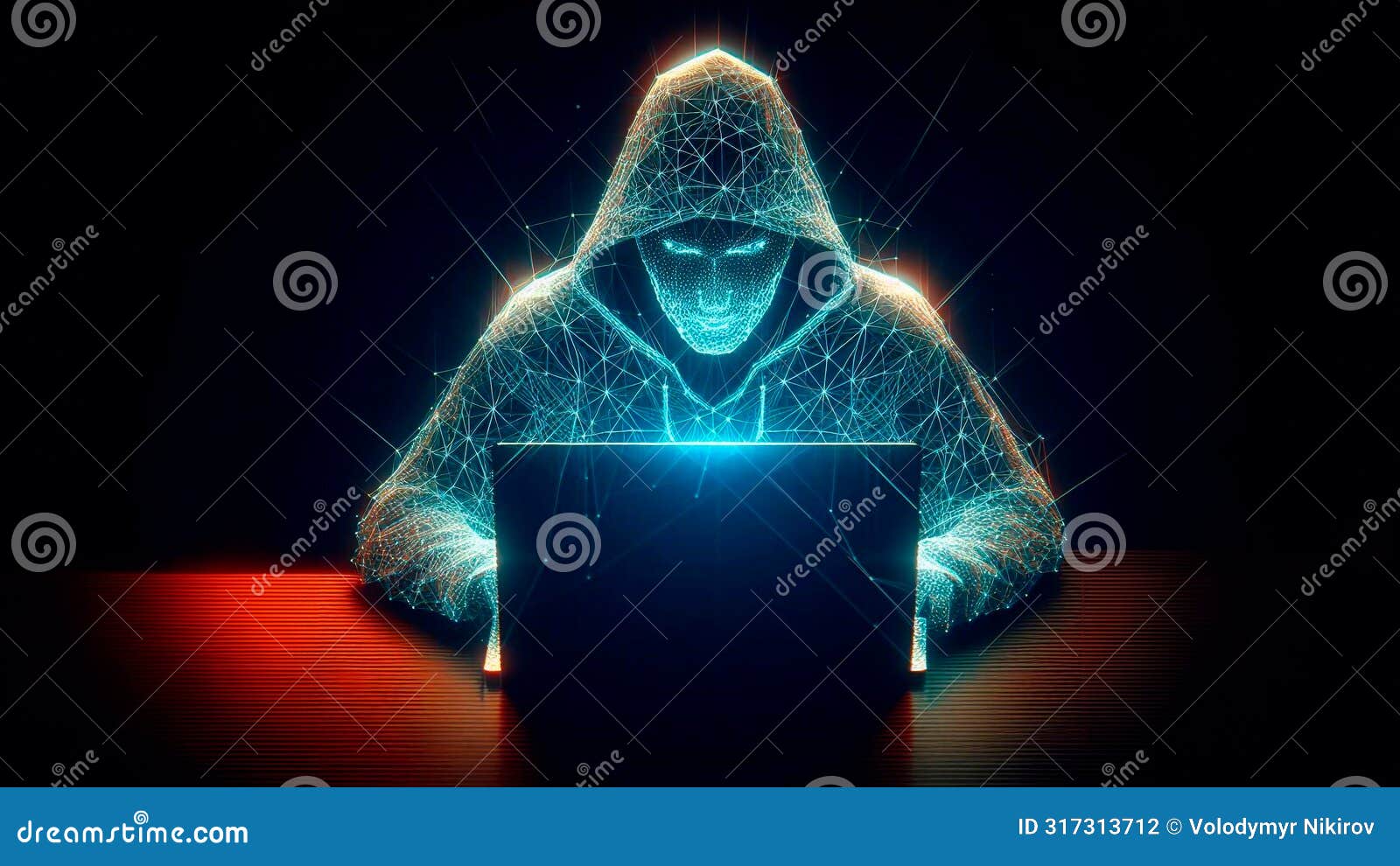 Abstract Hacker with Laptop on Dark during Cyber Attack and Cyber ...