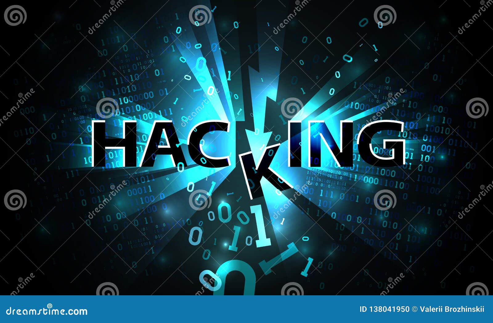 Abstract Hacking System Hacker Attack Broken Falling Binary Code Matrix Background With