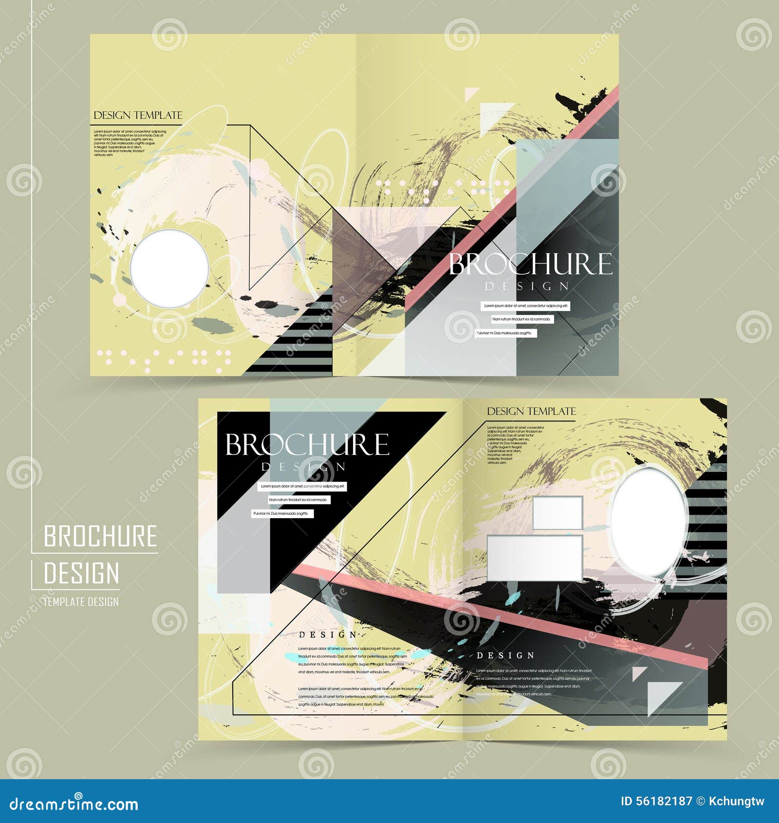 Abstract Half-fold Brochure Template Design Stock Vector - Illustration ...