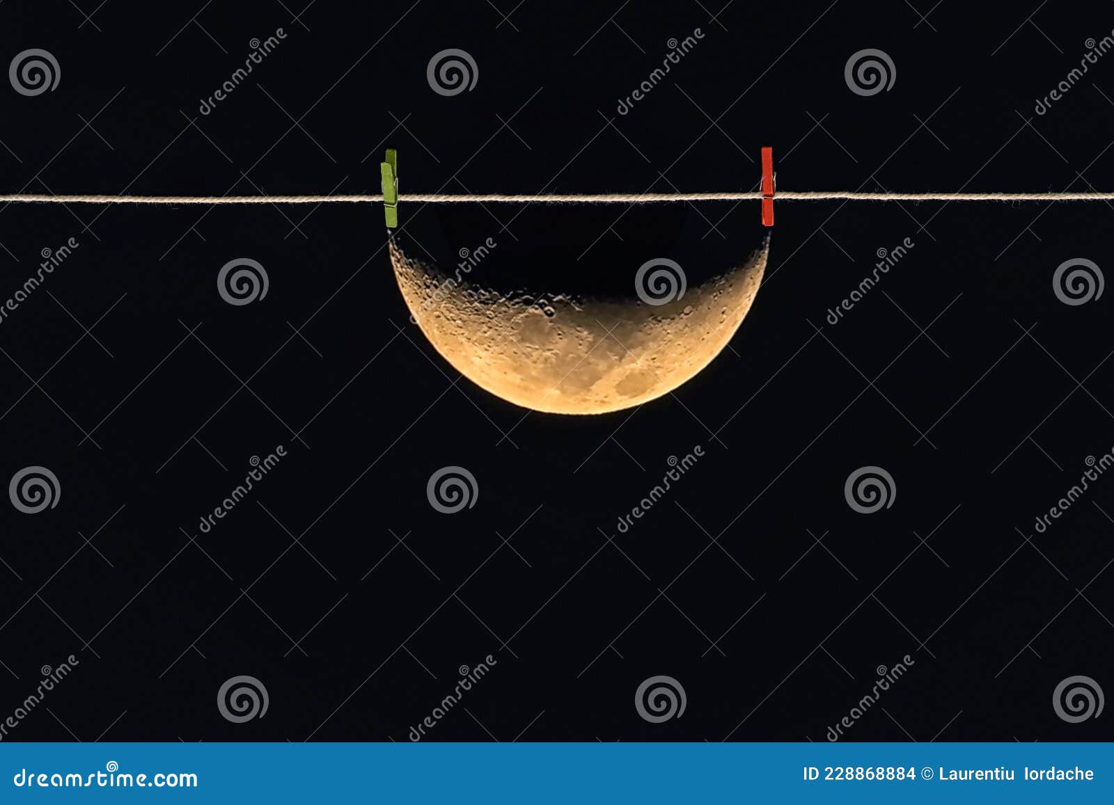 Abstract Half Moon on Laundry Rope Stock Photo - Image of technology ...