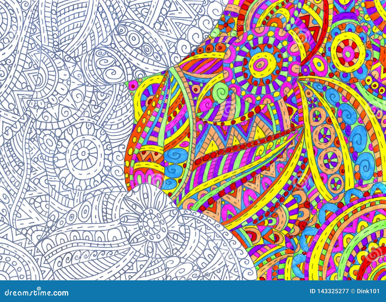 Abstract Half-painted Outline Pattern Stock Illustration - Illustration ...