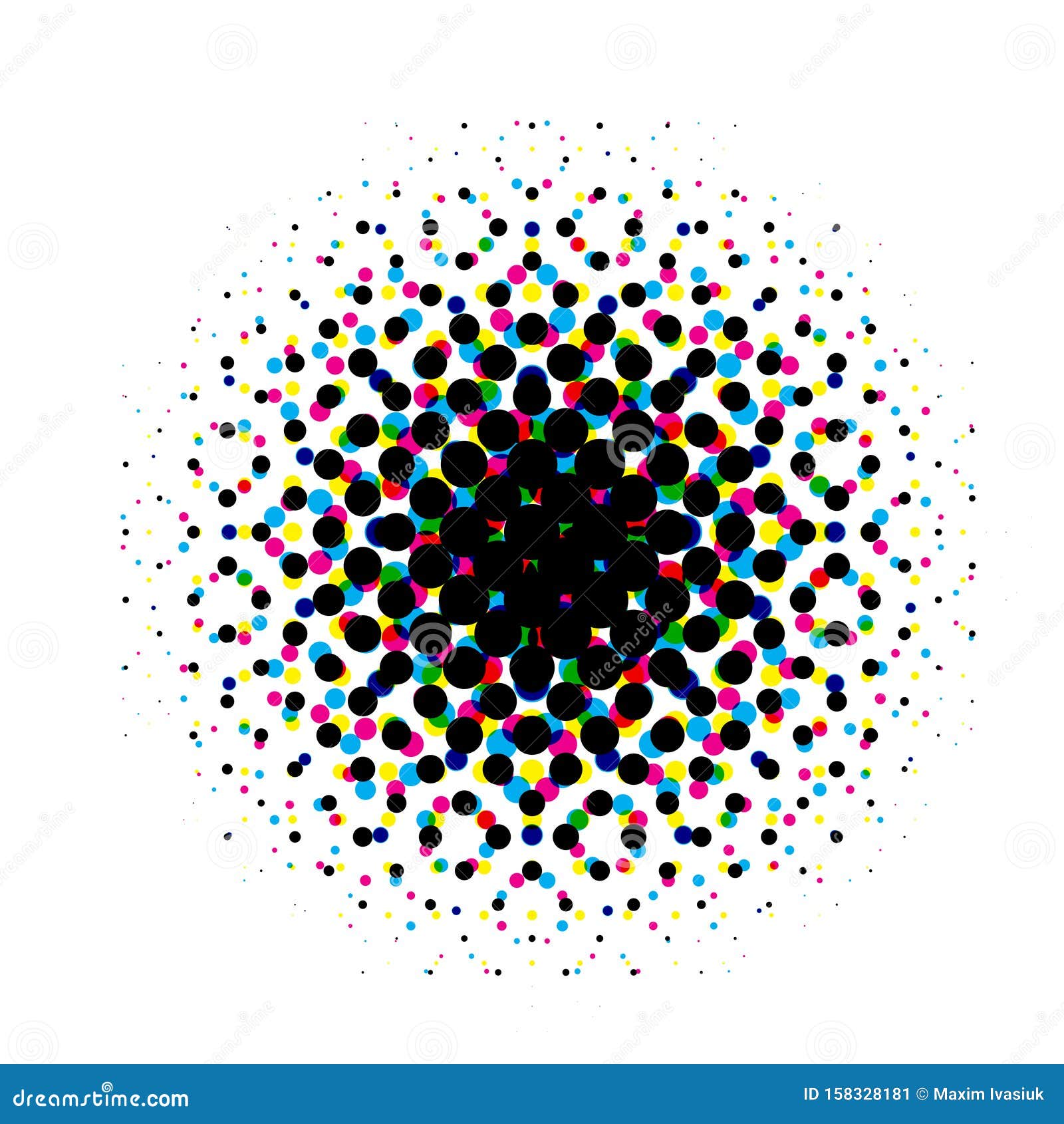 Halftone CMYK Set Of Overlay Backgrounds. Four Colored Vector Blots ...