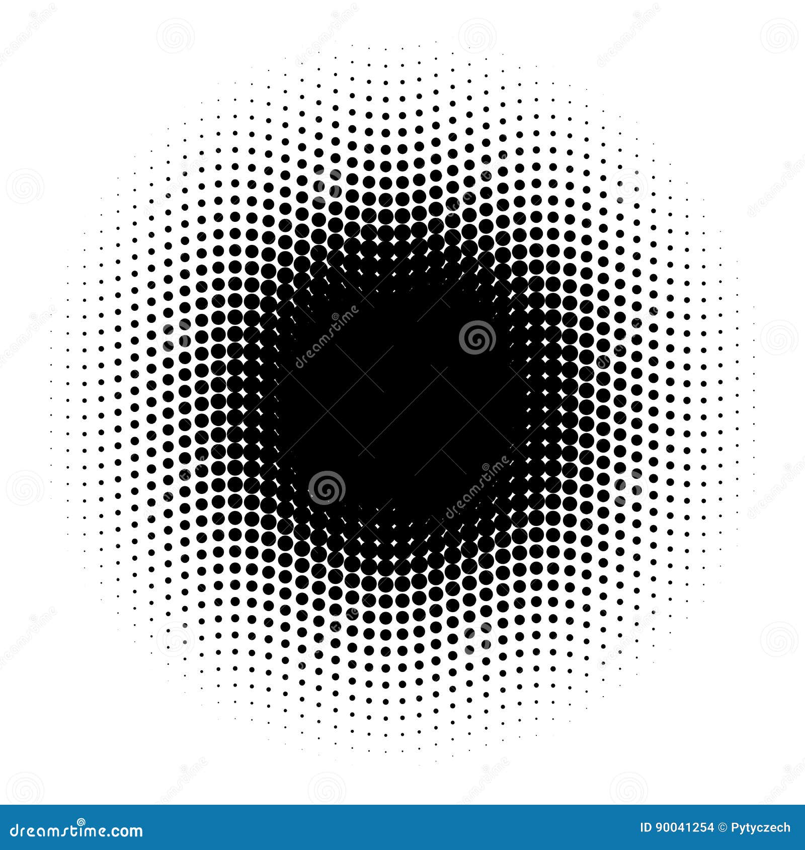 Abstract Halftone Circle of Dots in Wavy Arrangement. Black and White ...