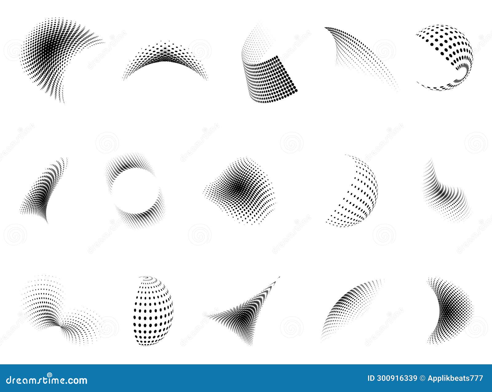 Abstract Halftone Elements in Different Shapes. Halftone Texture ...