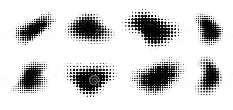 Abstract Halftone Figures, Gradient Dot Texture, Circular Spray Effect ...