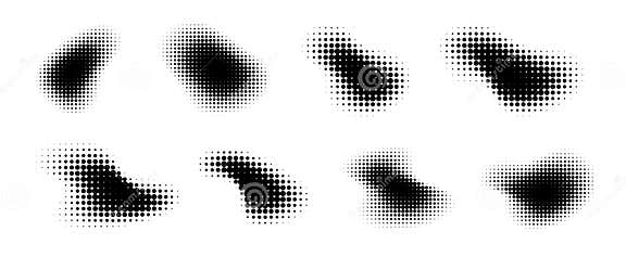 Abstract Halftone Figures, Gradient Dot Texture, Circular Spray Effect, Graphic Retro Shapes ...