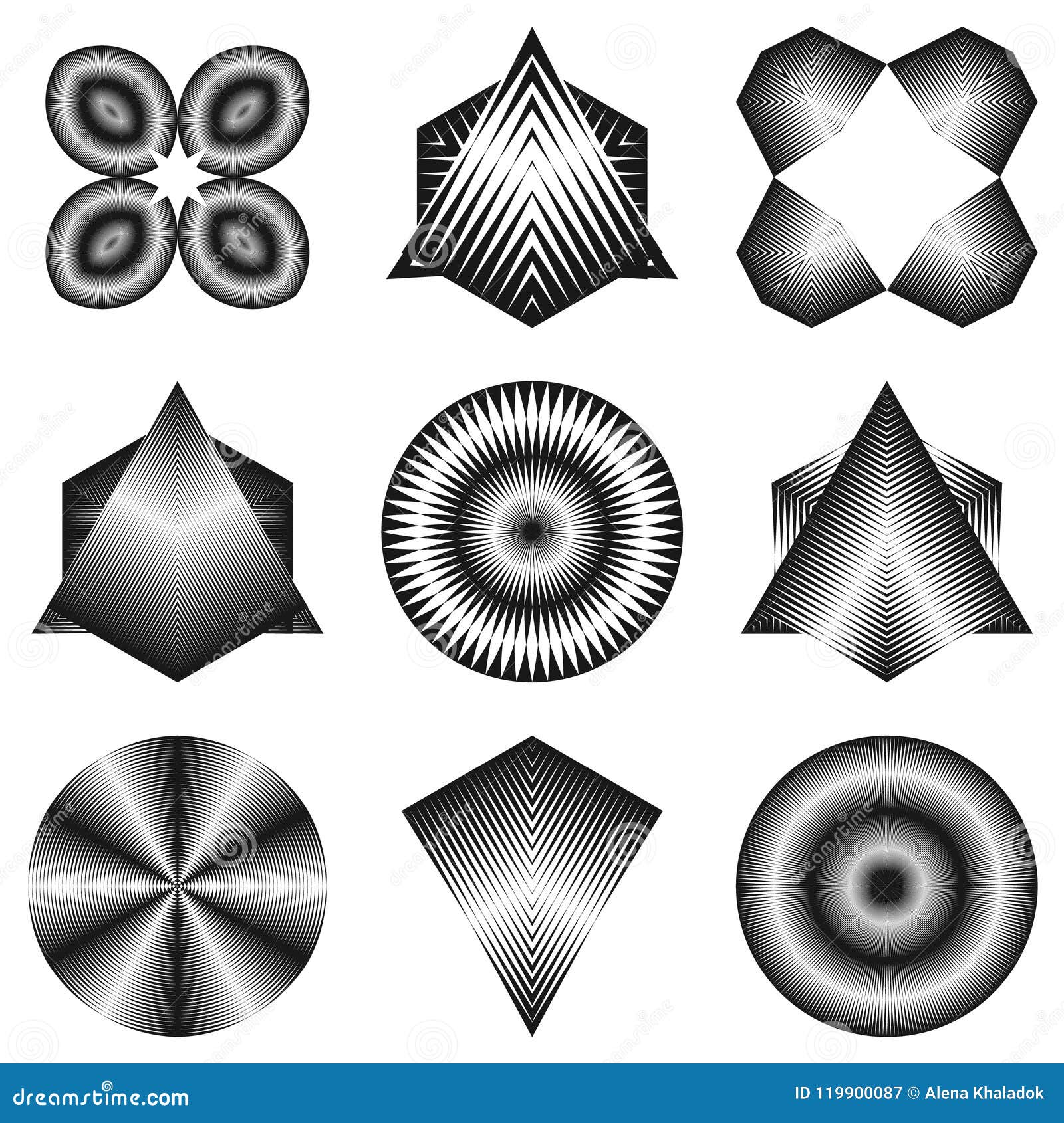 Abstract Halftone Lines Geometric Shapes. Stock Vector - Illustration ...