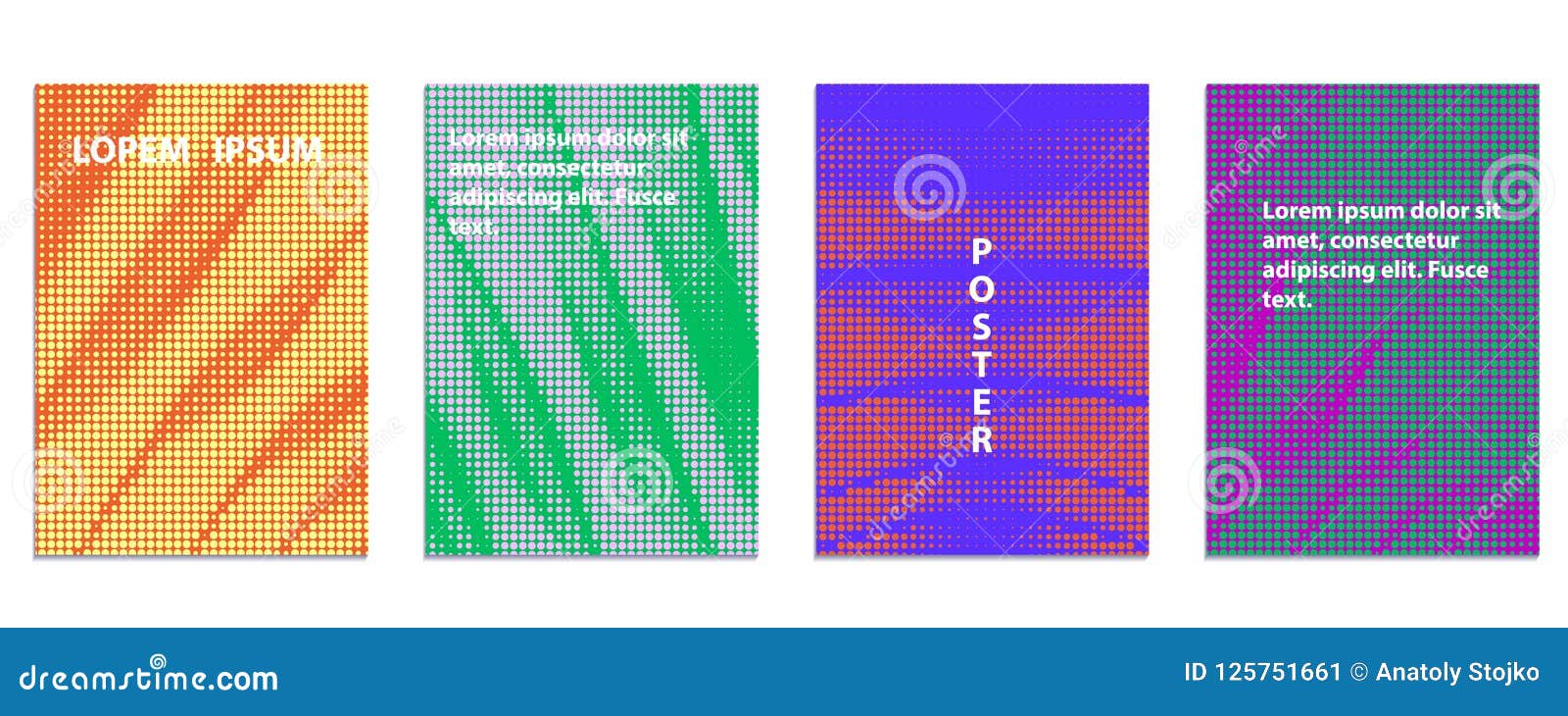 Abstract Halftone Poster Design Template. Future Gradient Backg Stock ...