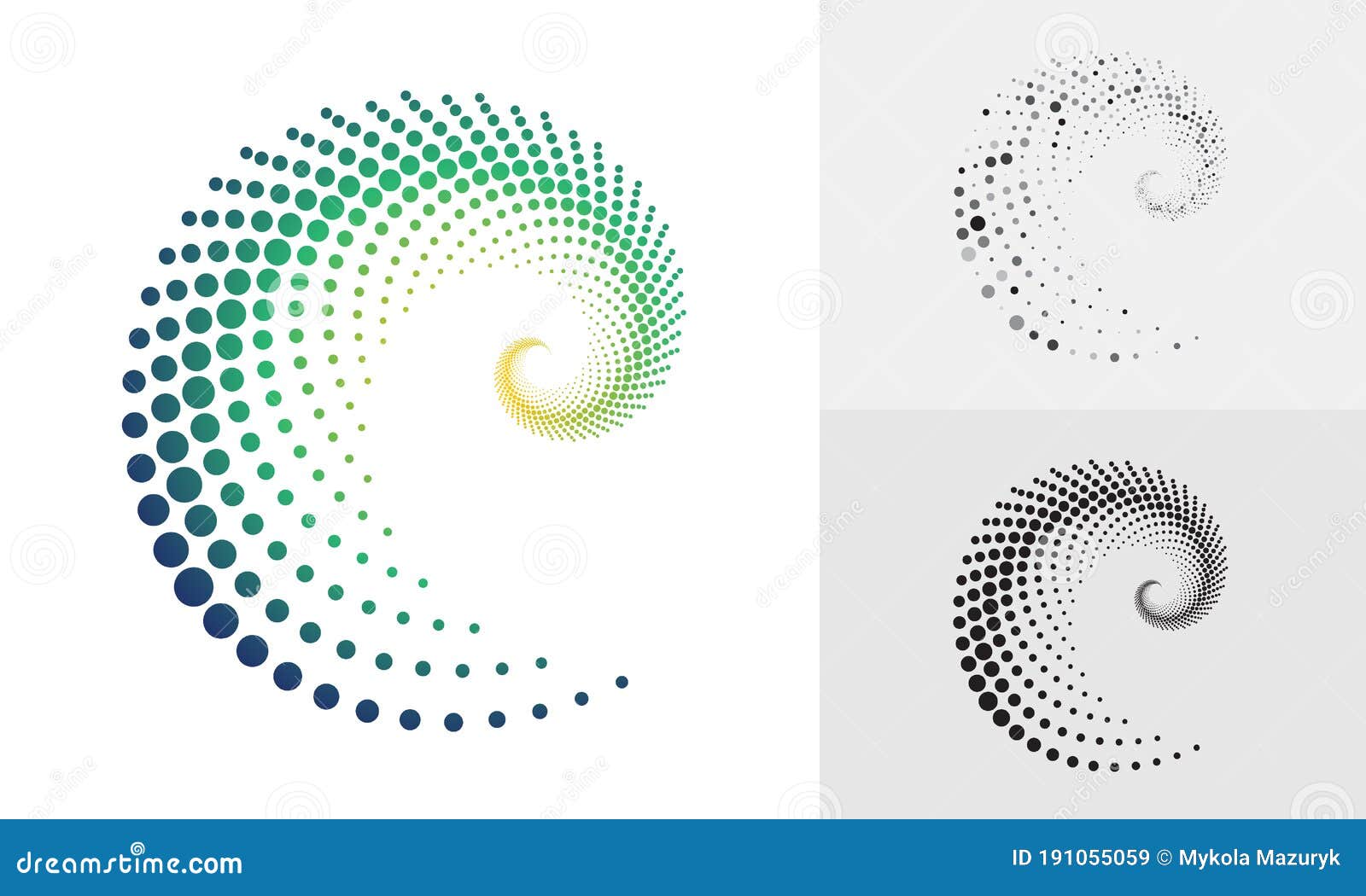 Abstract Halftone Swirl Pattern in Differents Color Stock Vector ...