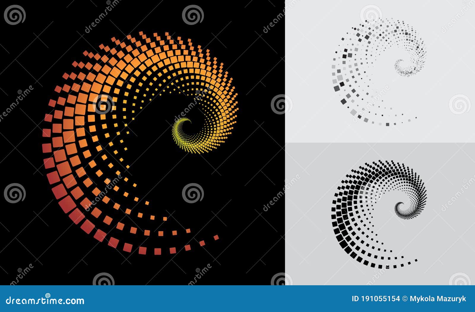 Abstract Halftone Swirl Pattern in Differents Color Stock Vector ...
