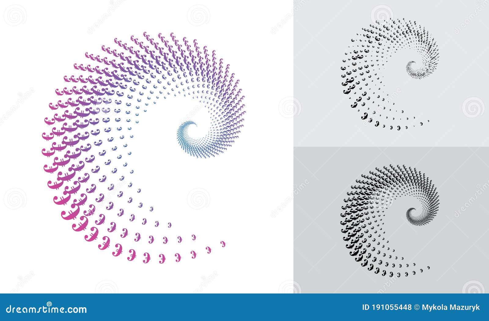 Abstract Halftone Swirl Pattern in Differents Color Stock Vector ...