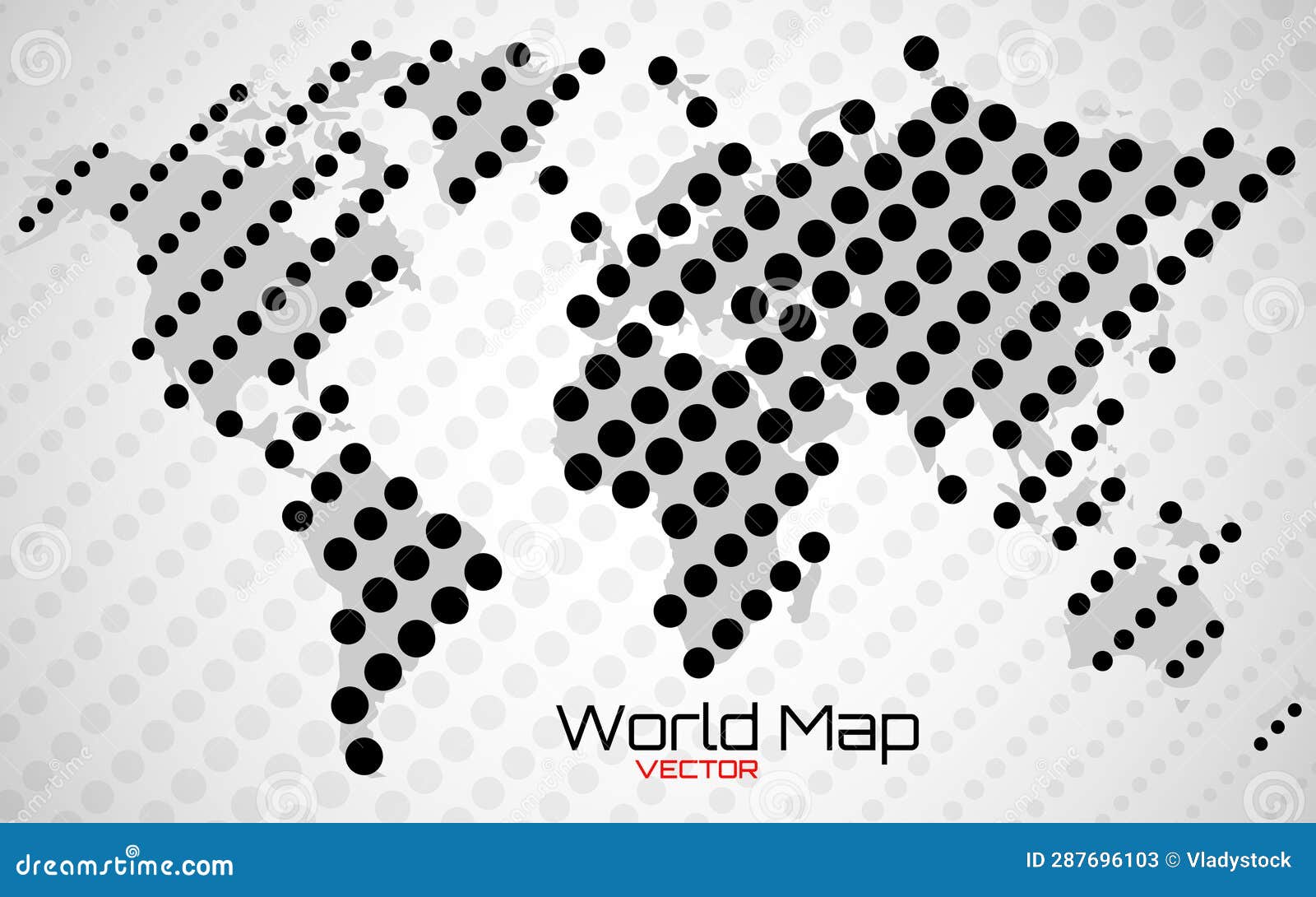 Abstract Halftone World Map Isolated on White Background Stock Vector ...