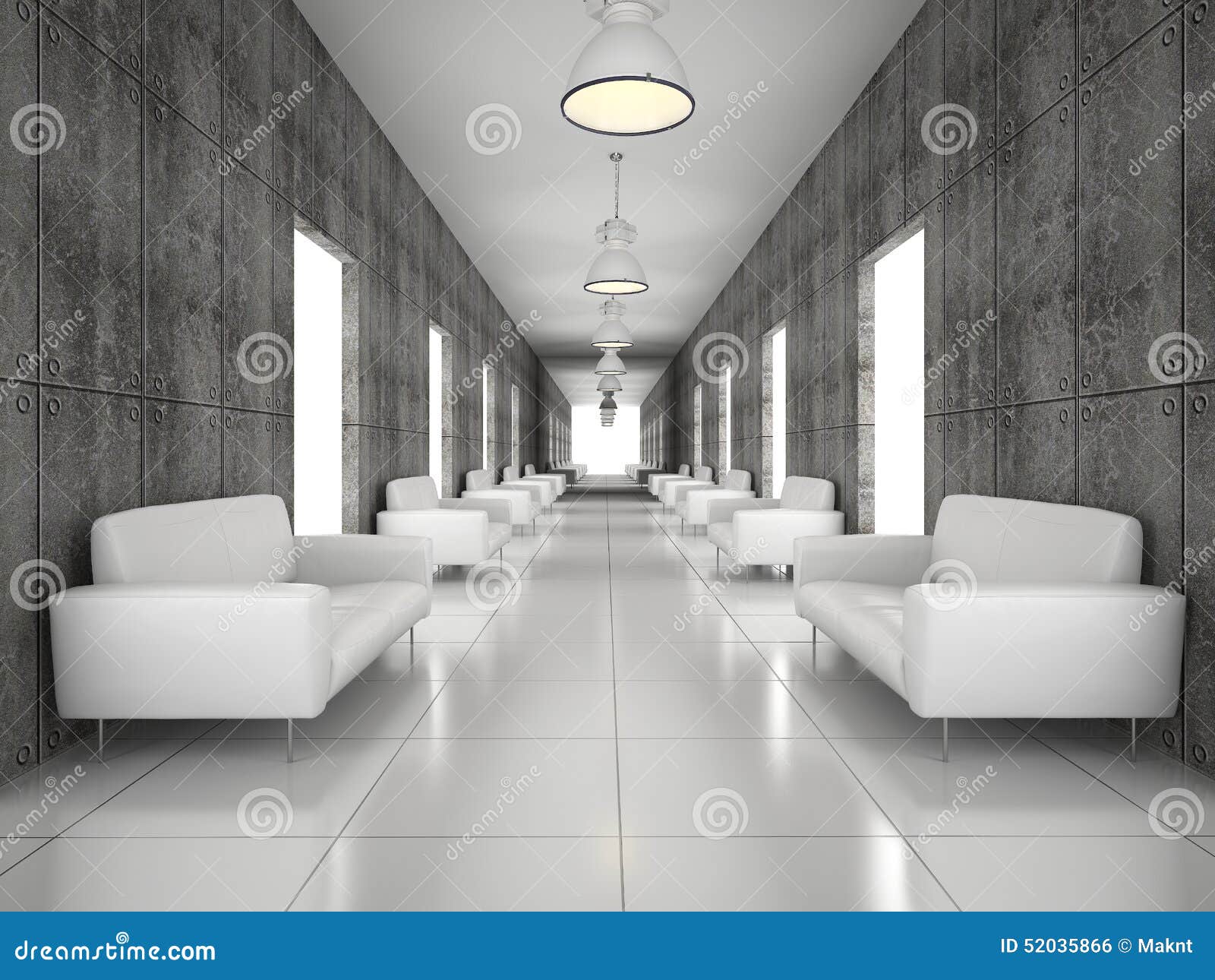 Abstract Hall with a Concrete Wall Stock Illustration - Illustration of ...