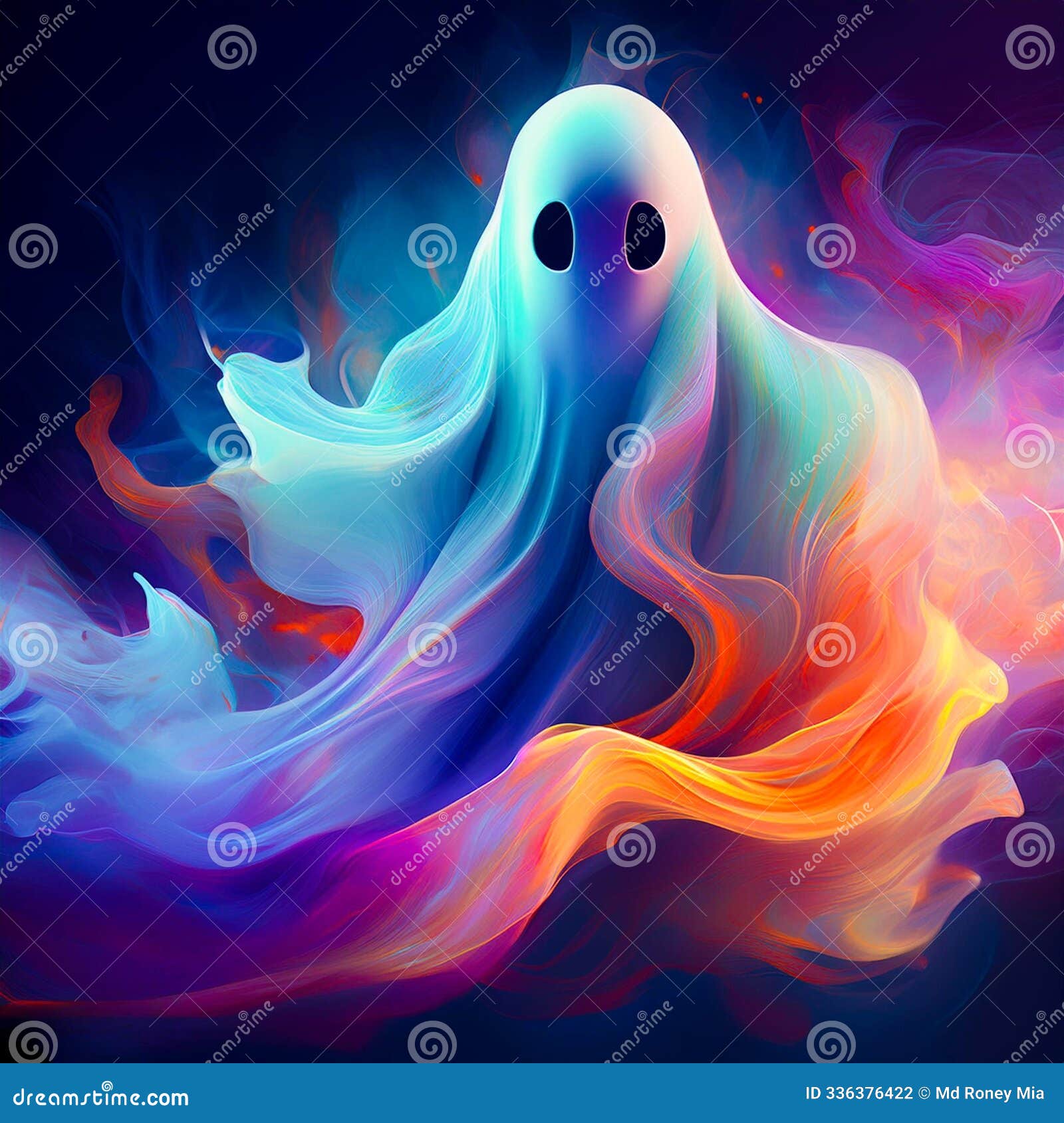 An Abstract Halloween Ghost Stock Illustration - Illustration of circle ...