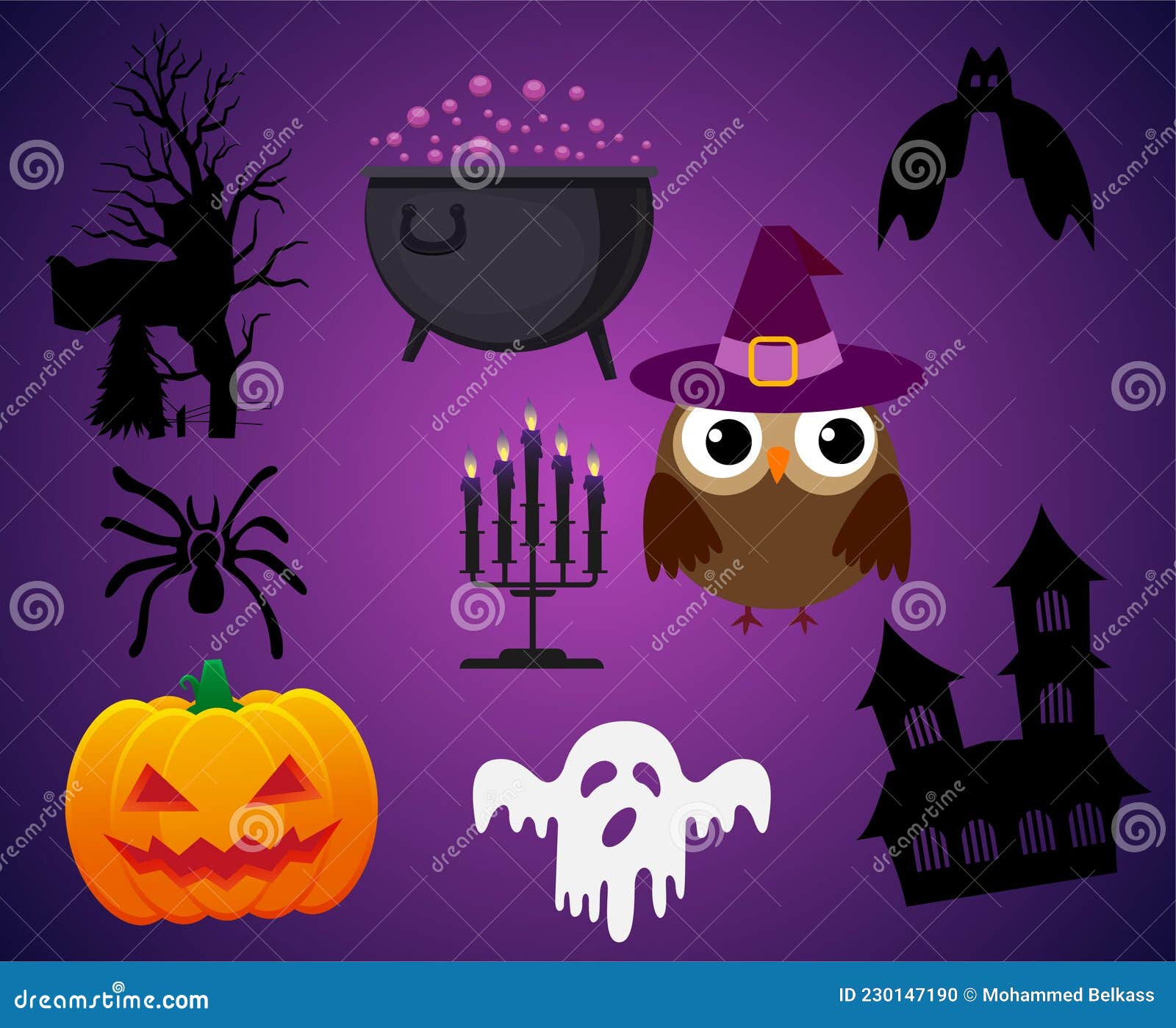 Abstract Halloween Objects Ghost Vector Pumpkin Stock Illustration ...