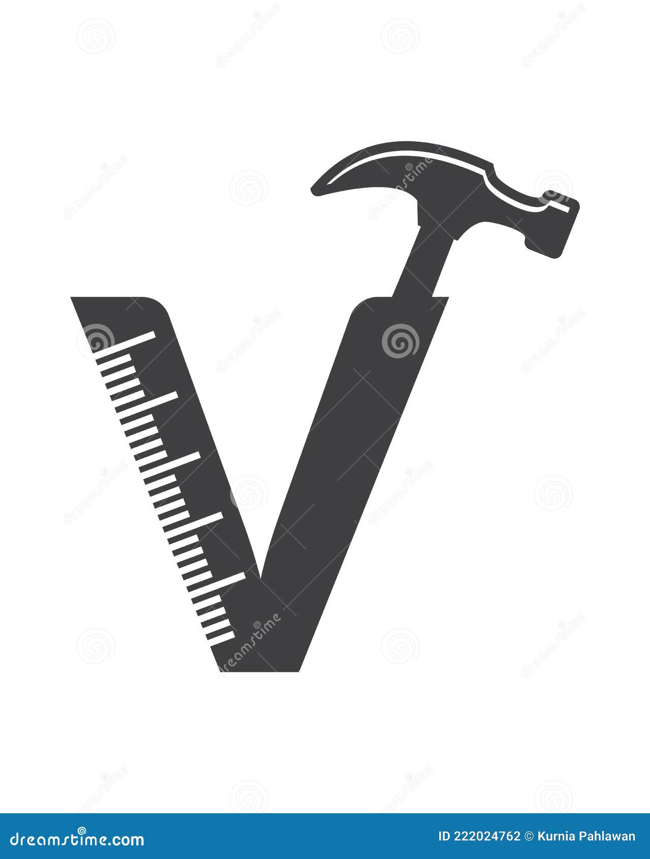 Abstract Hammer and Ruler Logo Stock Vector - Illustration of flat ...