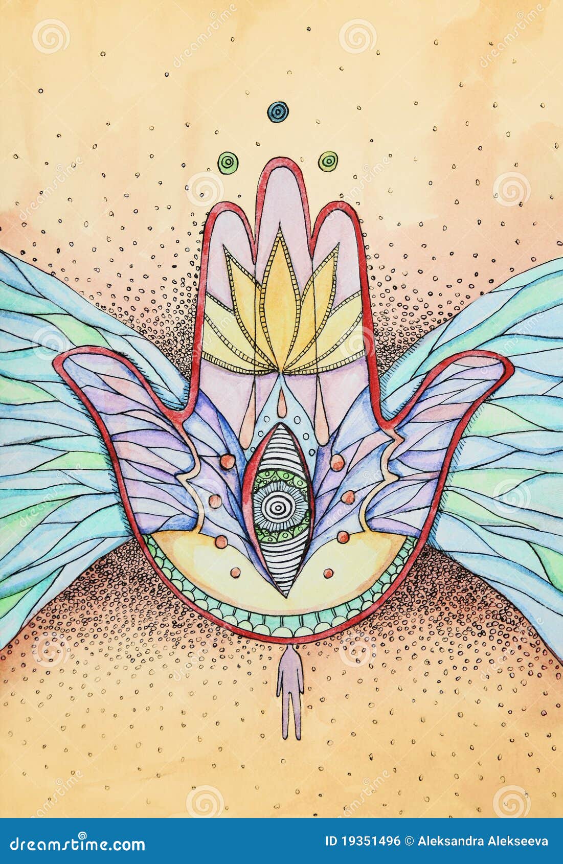 Abstract Hamsa Hand with Wings and Eye Stock Illustration ...