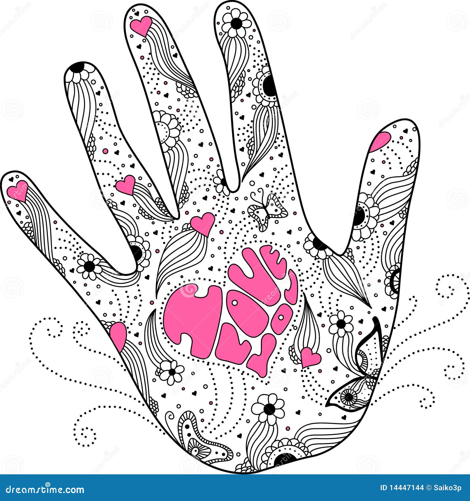 Abstract hand stock illustration. Illustration of henna - 14447144