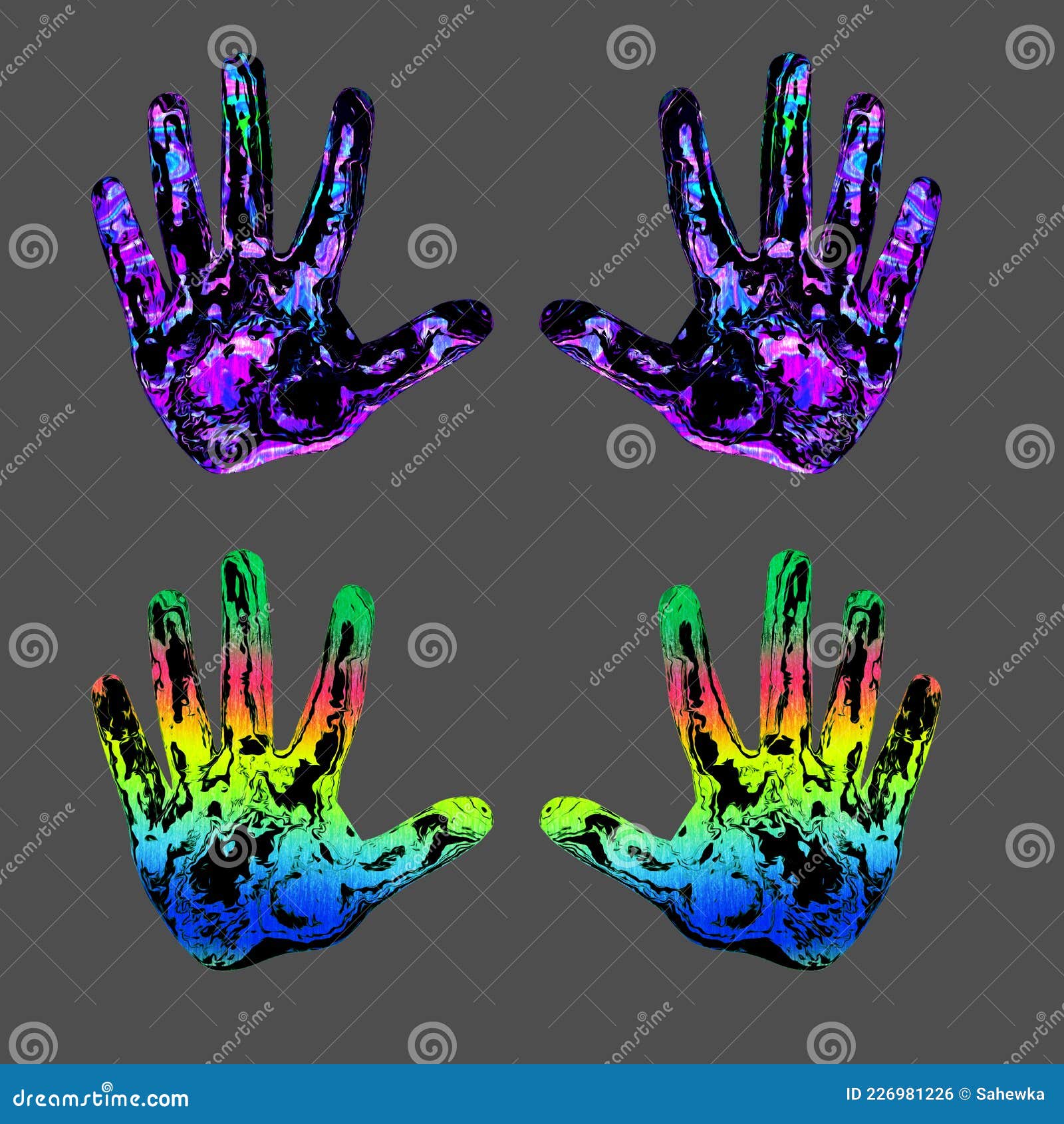 Abstract Hand. Designed Handprint in Colors Stock Illustration ...