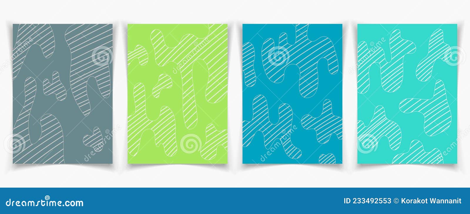 Abstract Hand Drawing Design of Free Shape Artwork Brochures Set. Stock ...