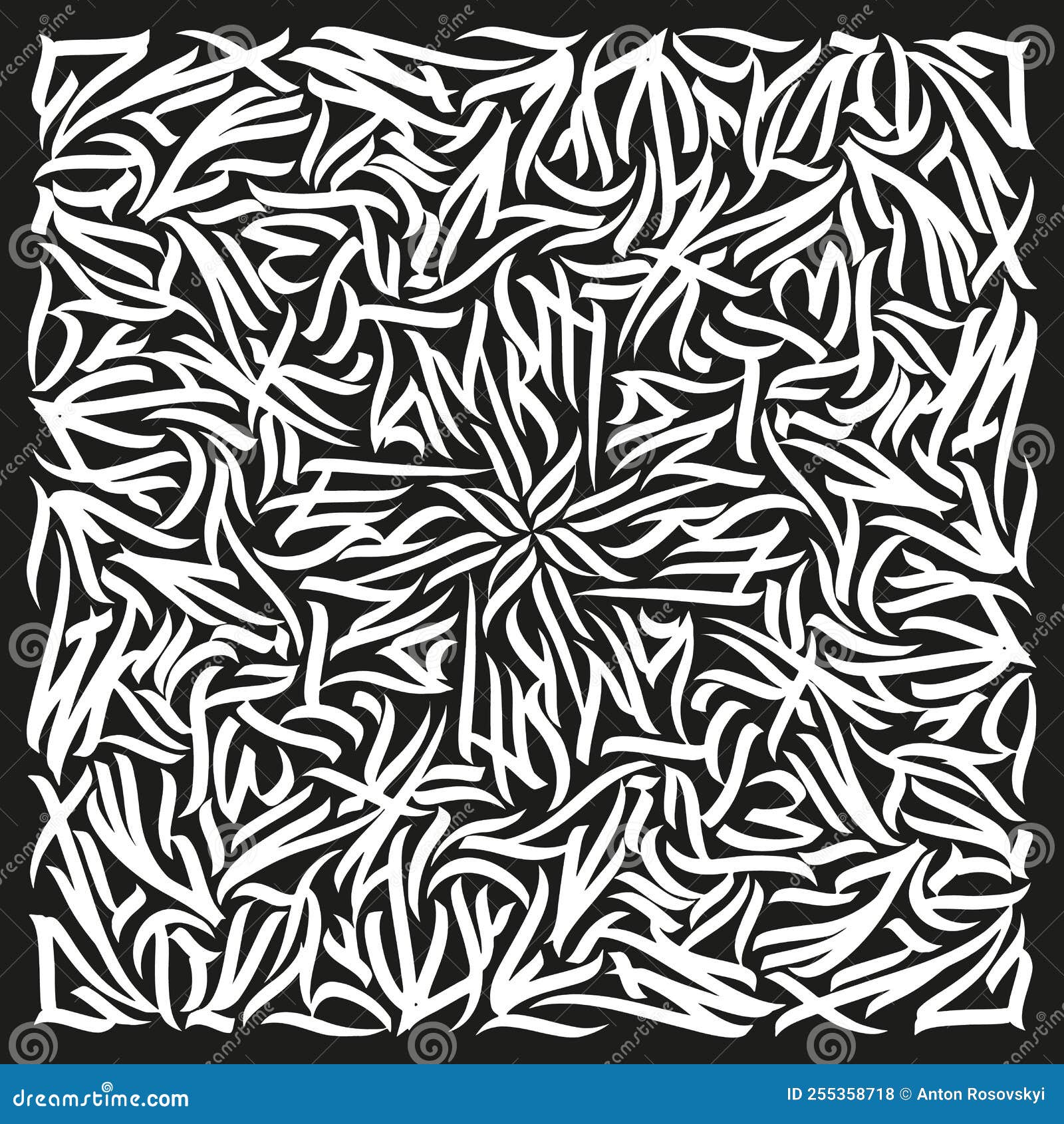 Abstract Hand Drawn Brush Line Concept, Ornamental Design Composition ...