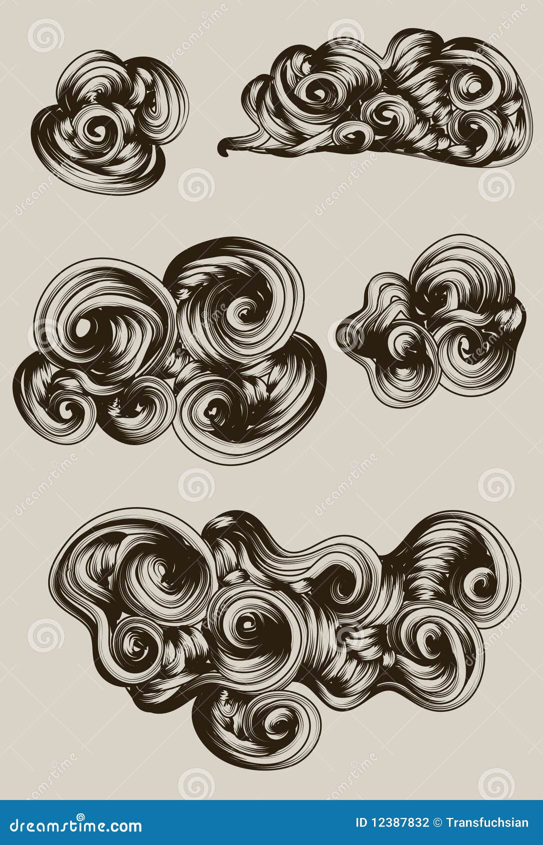 Abstract Hand Drawn Cloud Collection Stock Vector - Illustration of ...
