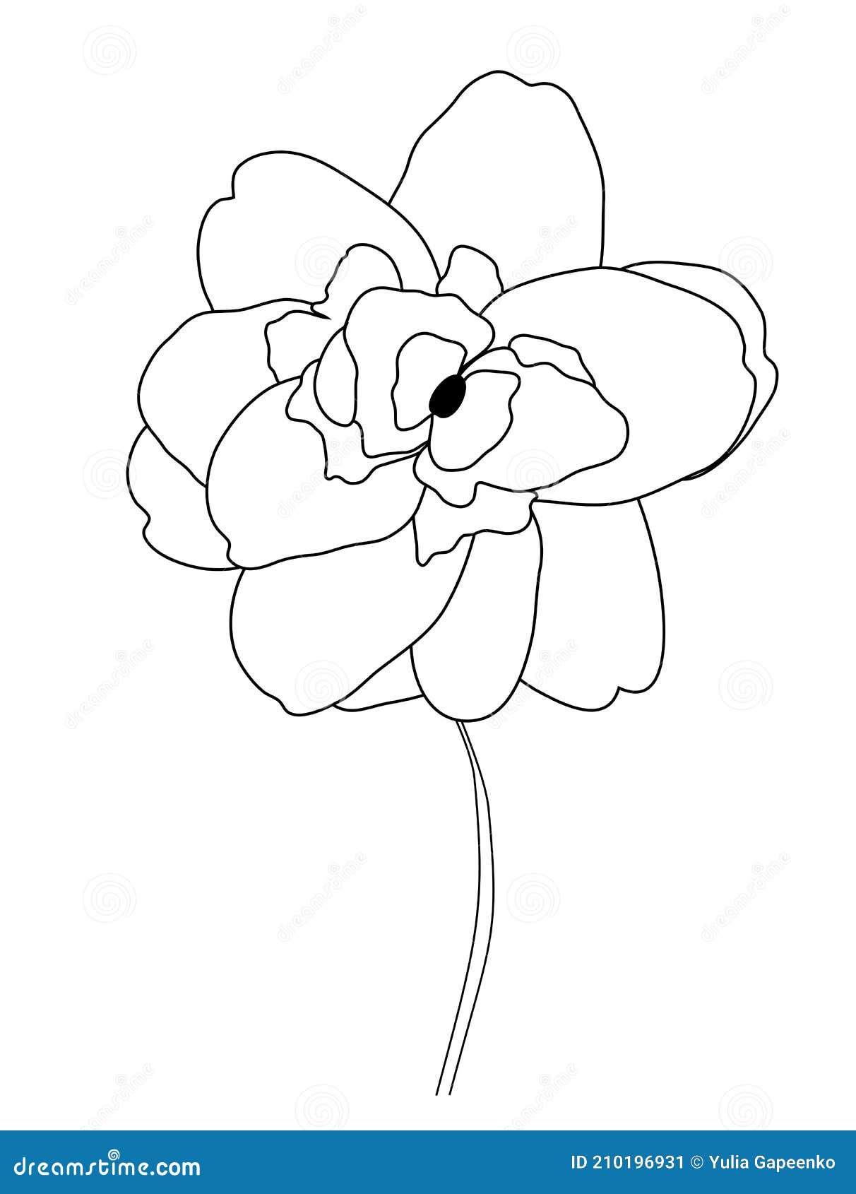 Abstract Hand Drawn Contour Silhouette Flower. Vector Illustration ...