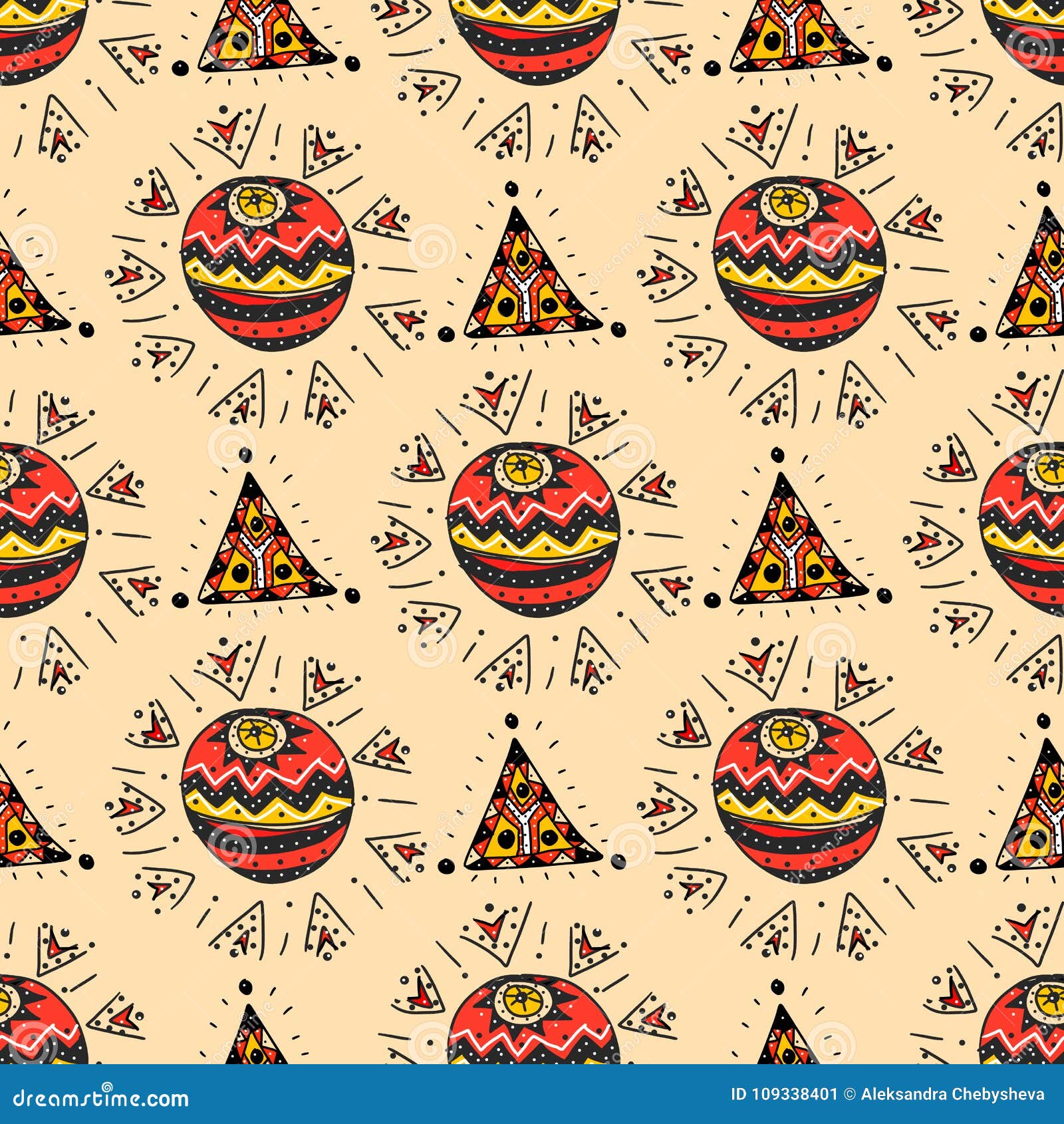 Abstract Hand Drawn Doodle Geometric Elementsseamless Pattern for ...