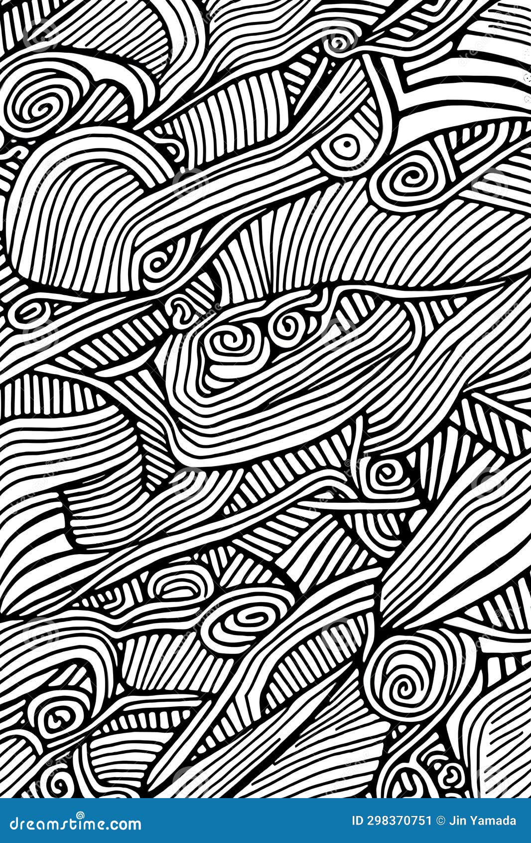 Abstract Hand-drawn Doodle Pattern. Black and White Background Stock ...