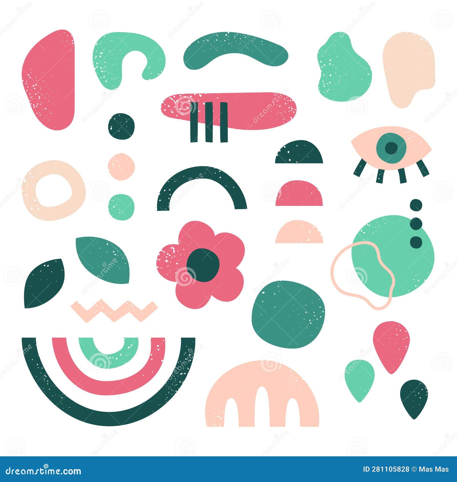 Abstract Hand Drawn Elements. Cartoon Graphic Shapes, Modern Liquid ...