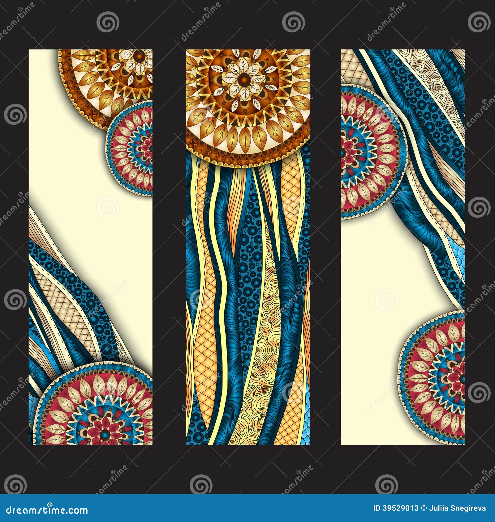 Abstract Hand Drawn Ethnic Pattern Card Set. Stock Vector ...