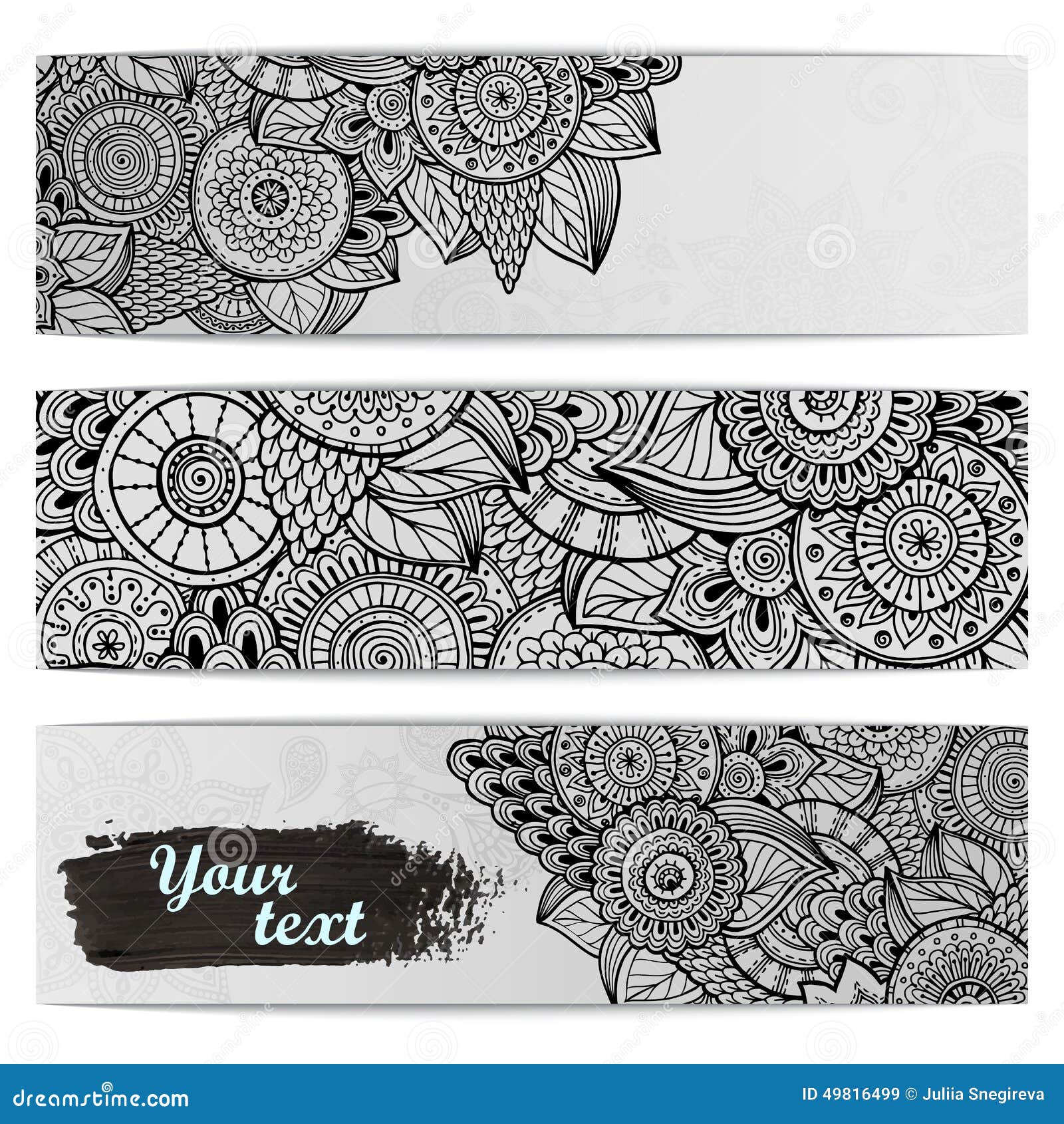 Abstract Hand Drawn Ethnic Pattern Card Set. Stock Vector ...