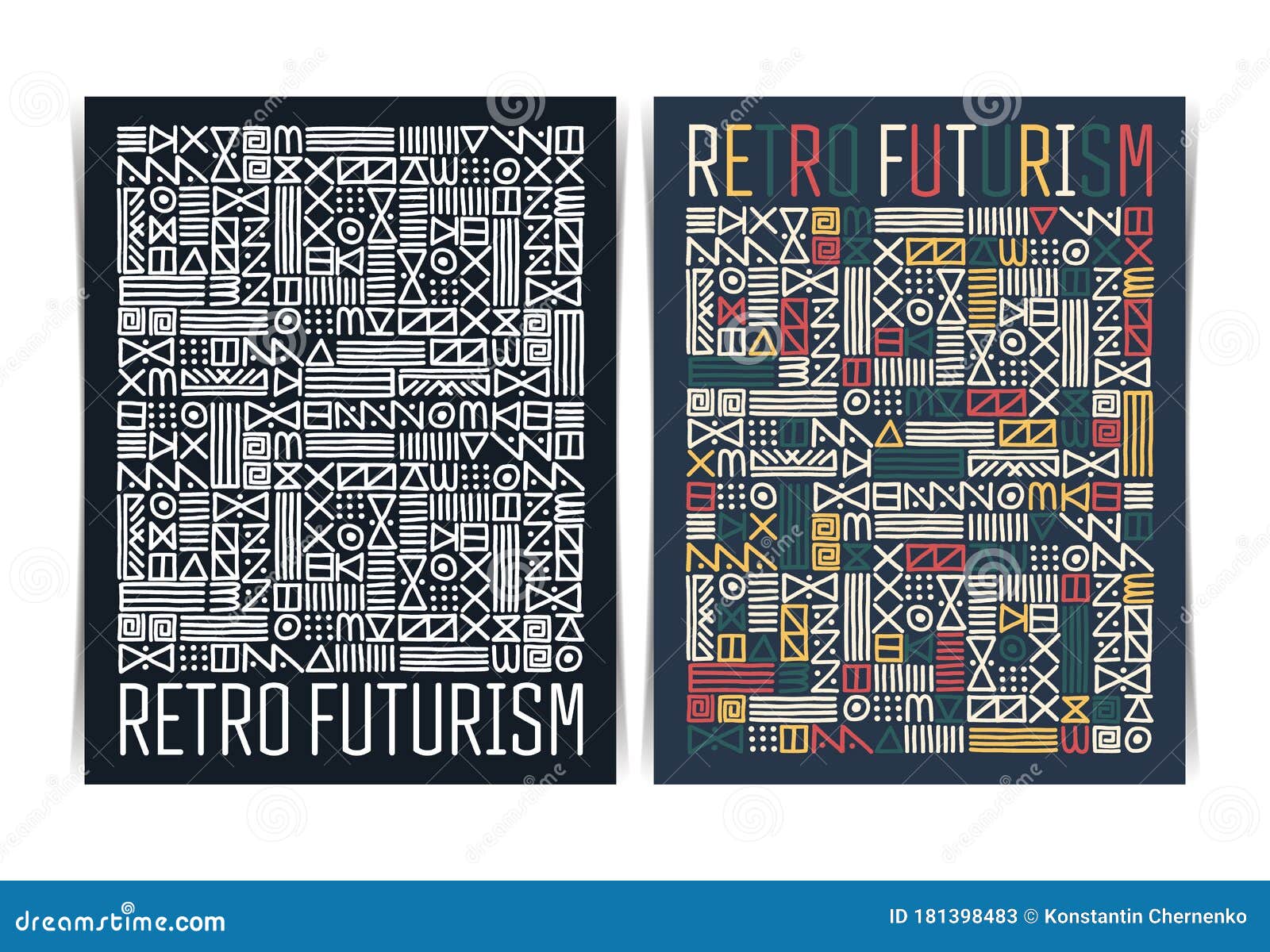 Abstract Hand-drawn Ethno Pattern Tribal Background Template Poster ...