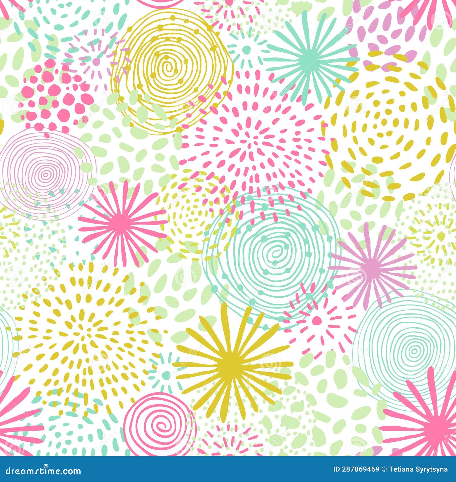 Abstract Hand Drawn Fireworks Seamless Pattern Stock Vector ...