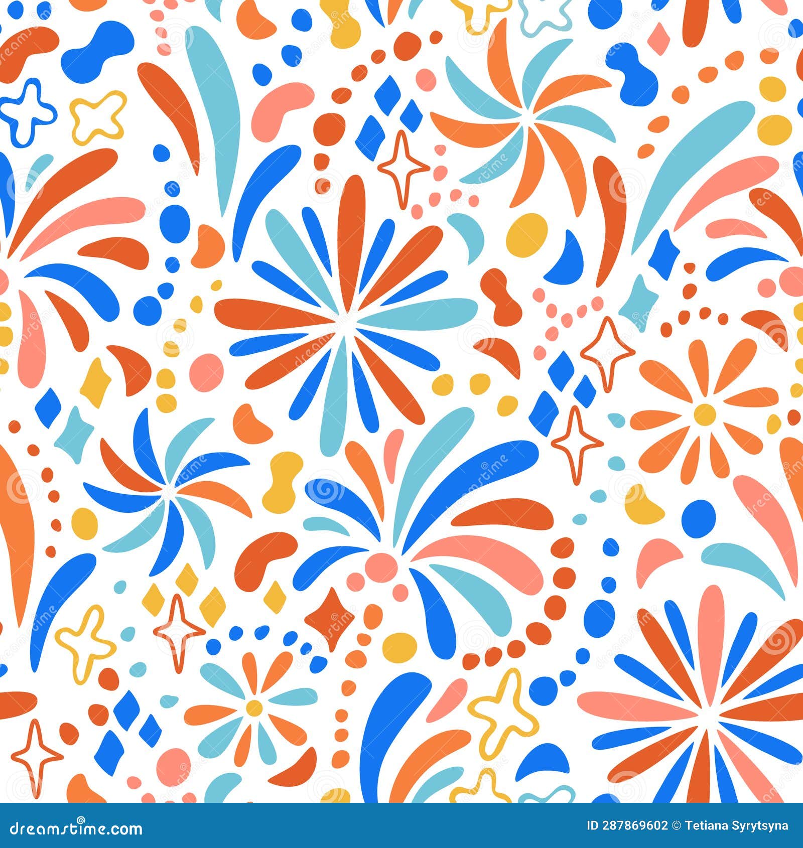 Abstract Hand Drawn Fireworks Seamless Pattern Stock Vector ...