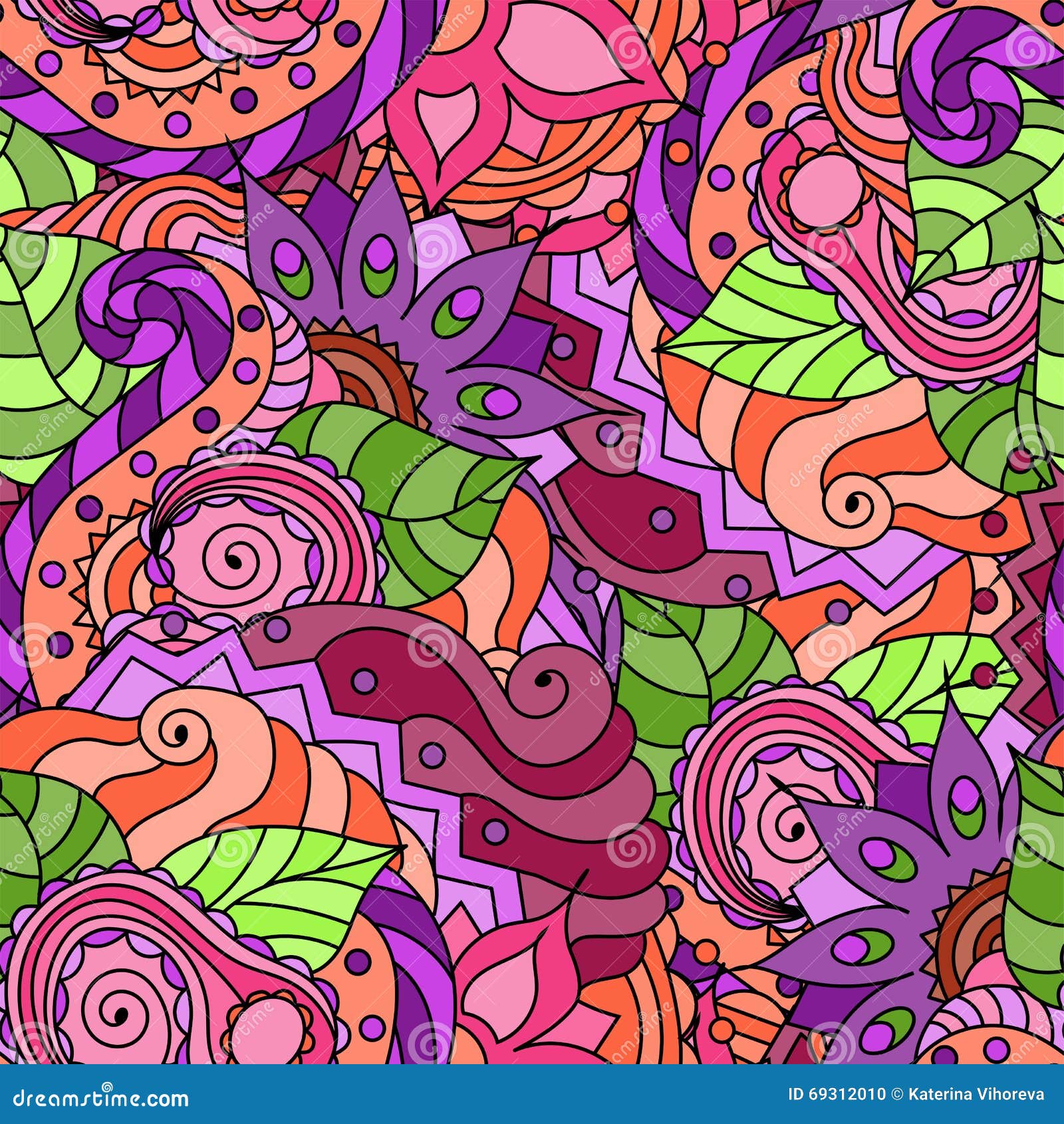 Abstract Hand Drawn Floral Pattern Stock Vector - Illustration of ...