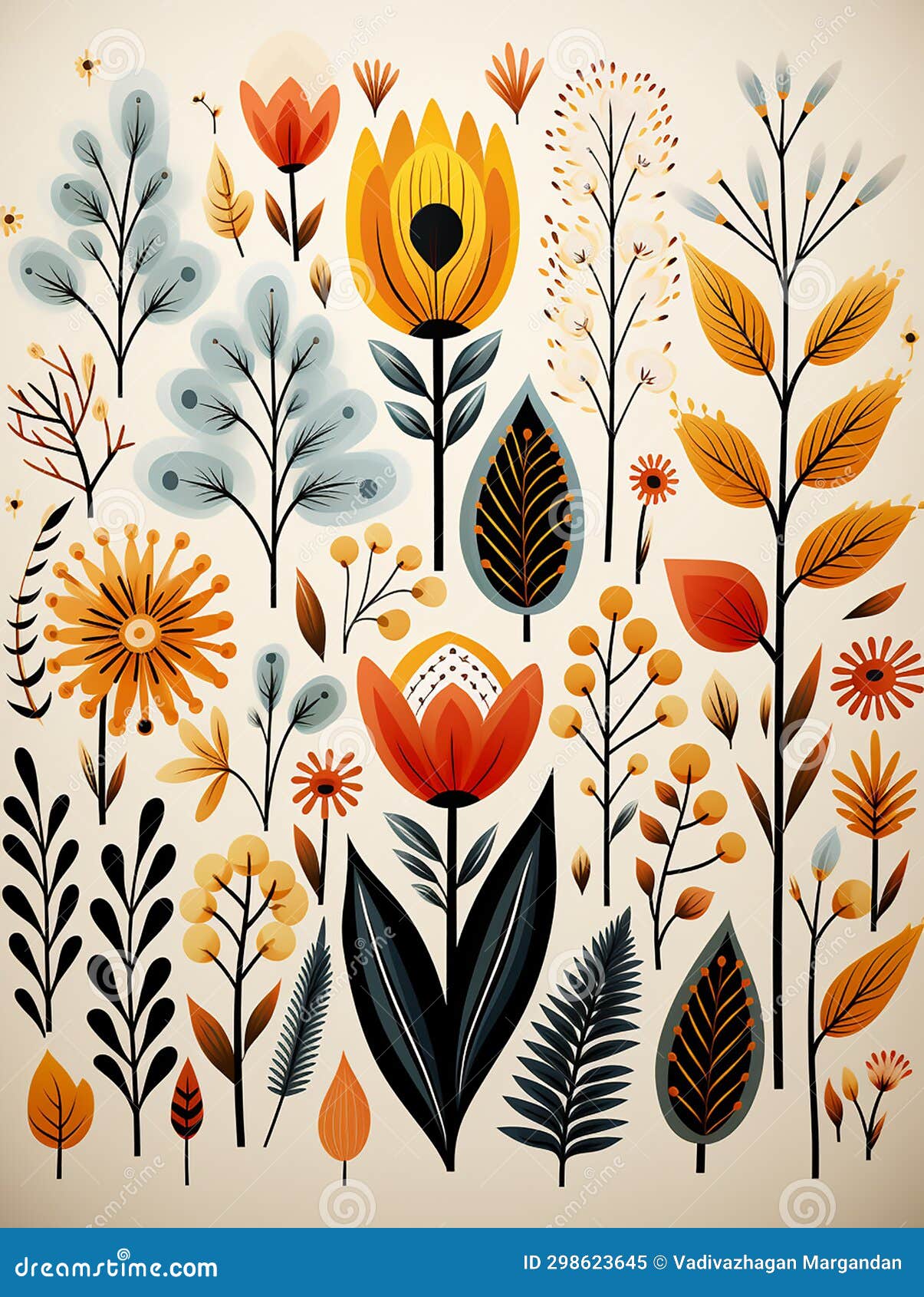 Abstract Hand-Drawn Flower Pattern Stock Image - Image of circle ...