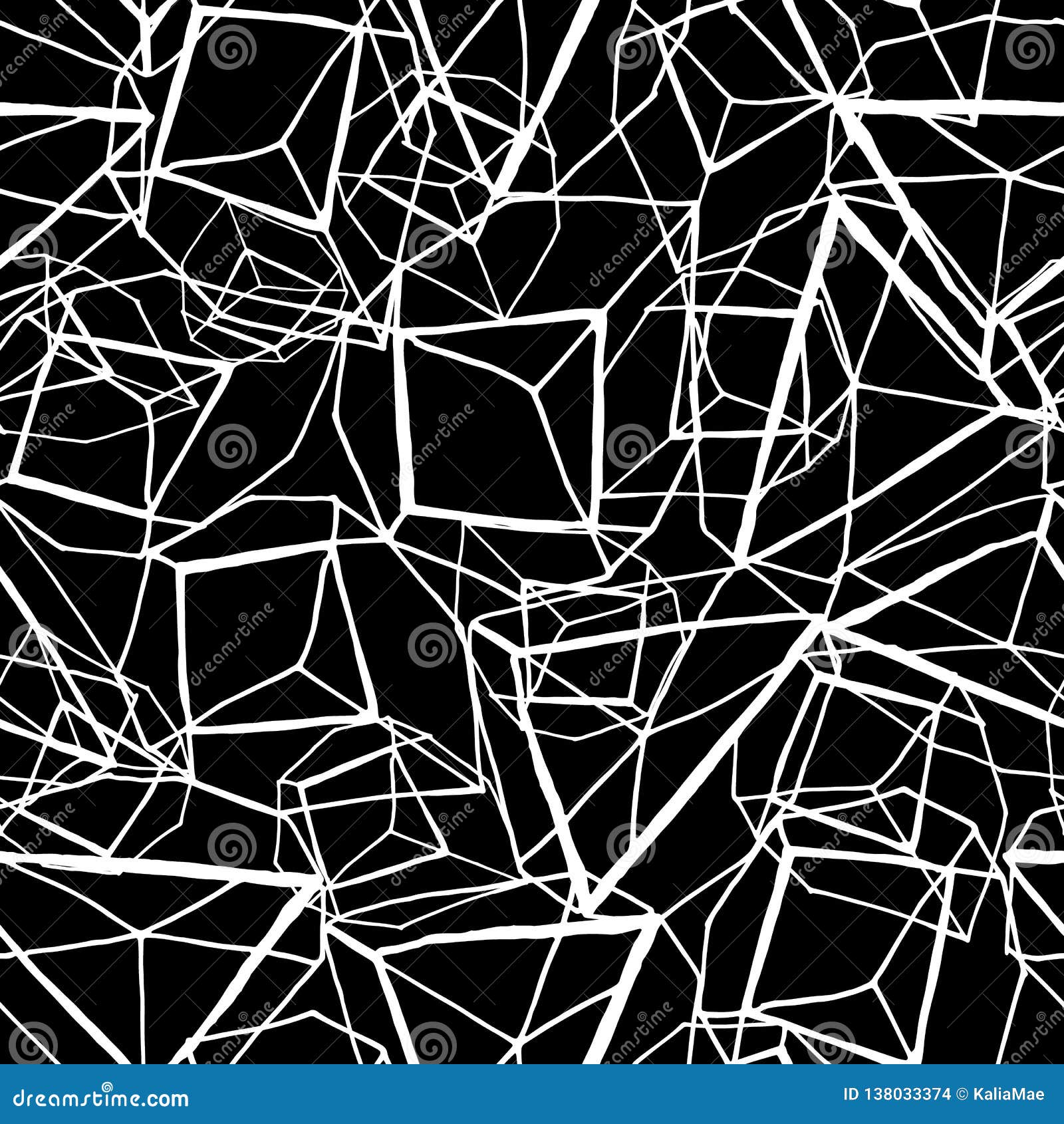 Abstract Hand Drawn Geometric Prismatic Effect Design on Monochrome ...