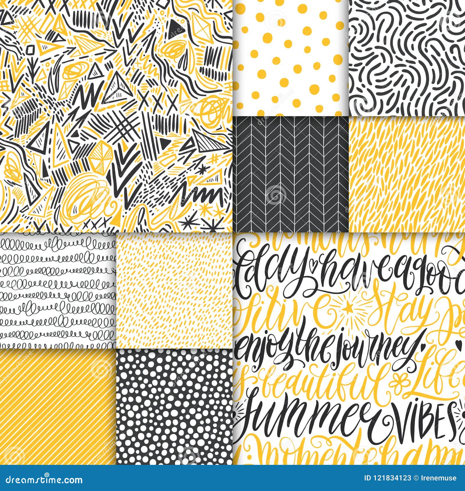 Abstract Hand Drawn Geometric Simple Minimalistic Seamless Patterns Set ...