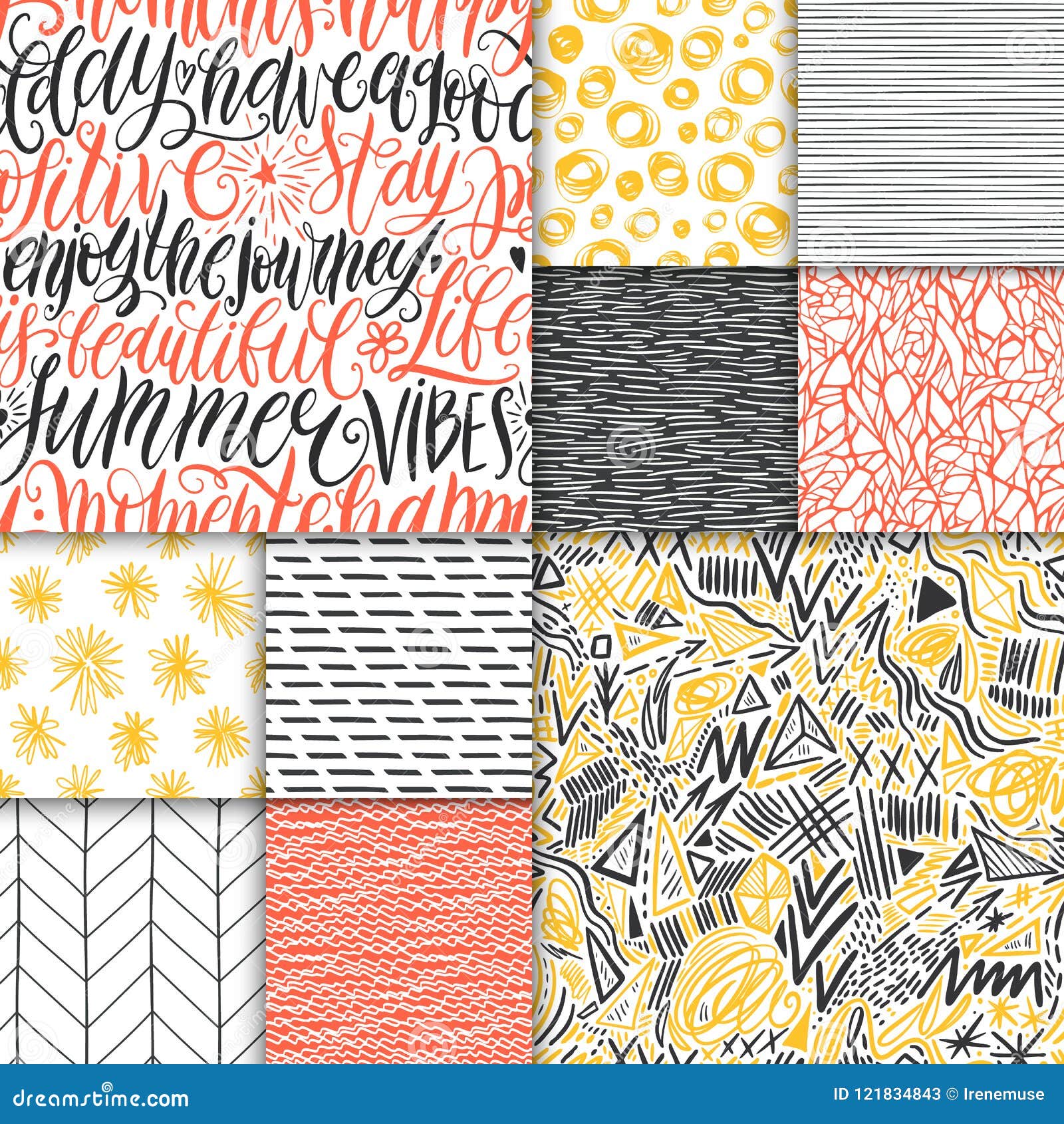 Abstract Hand Drawn Geometric Simple Minimalistic Seamless Patterns Set ...
