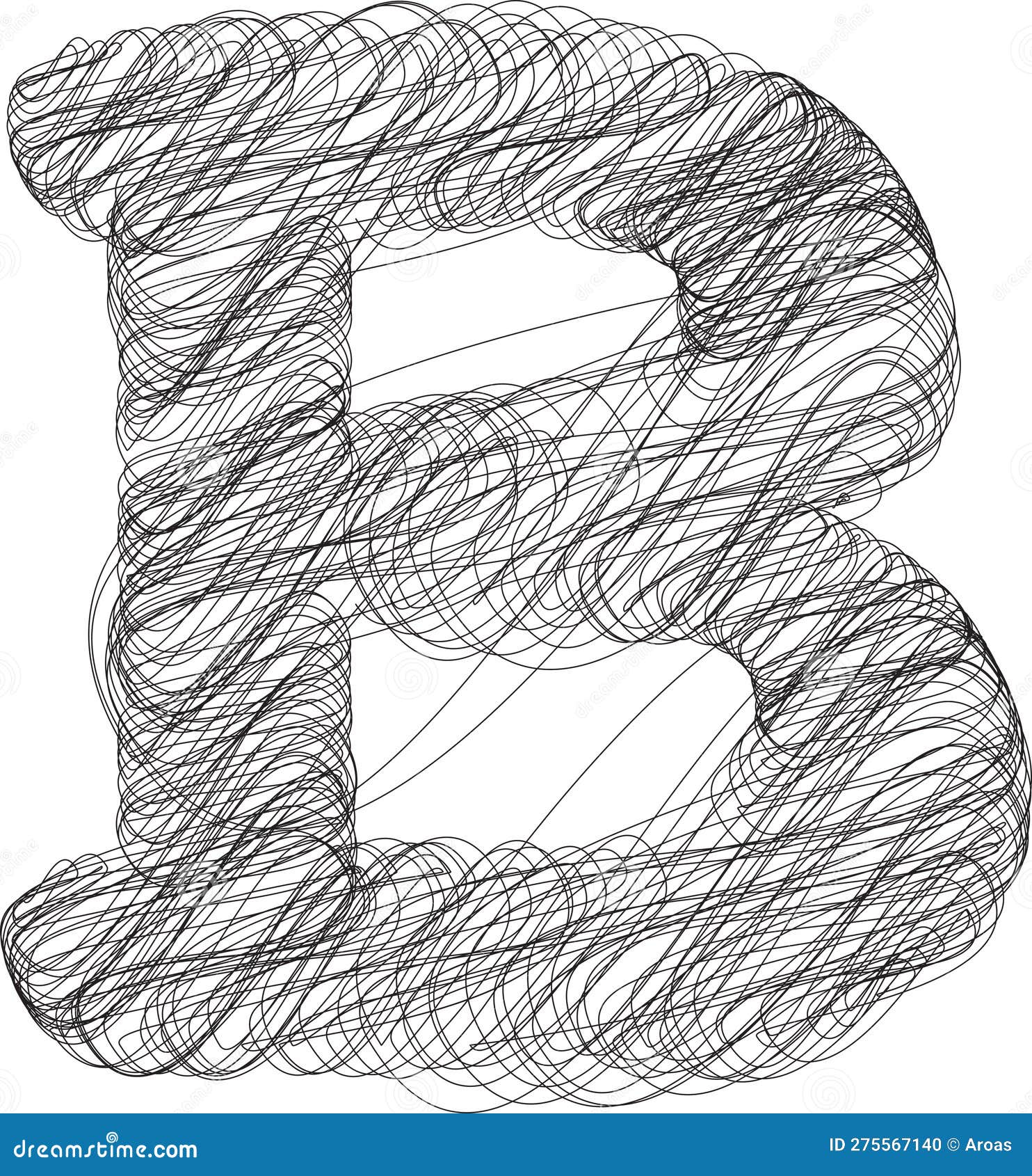 Abstract Hand Drawn Letter B Stock Vector - Illustration of monogram ...