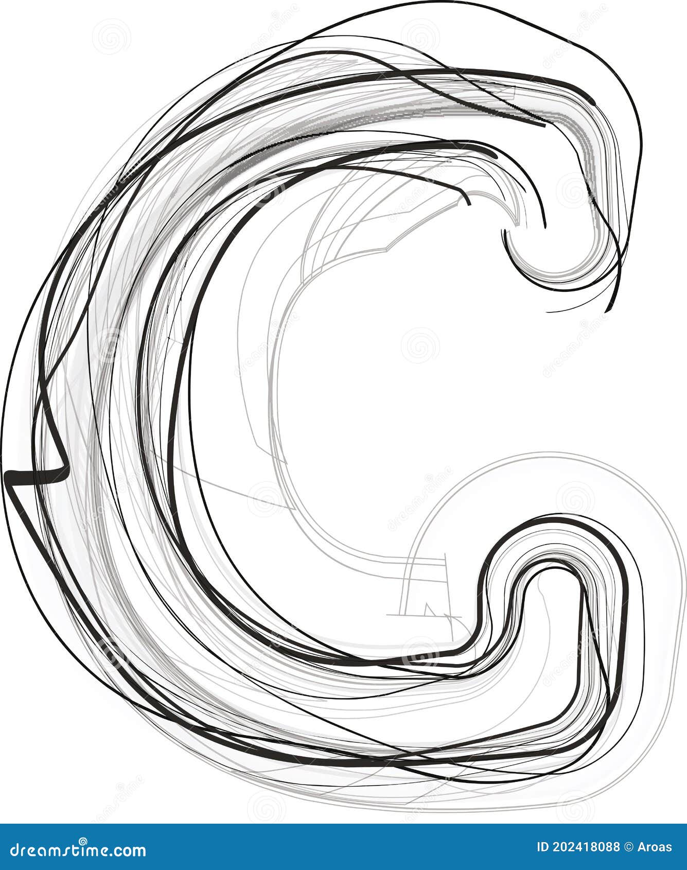 Abstract Hand Drawn Letter C Stock Vector - Illustration of character ...