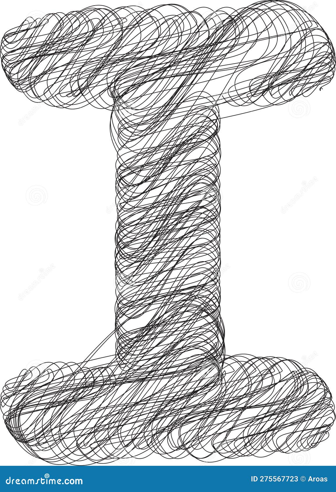 Abstract Hand Drawn Letter I Stock Vector - Illustration of rough ...