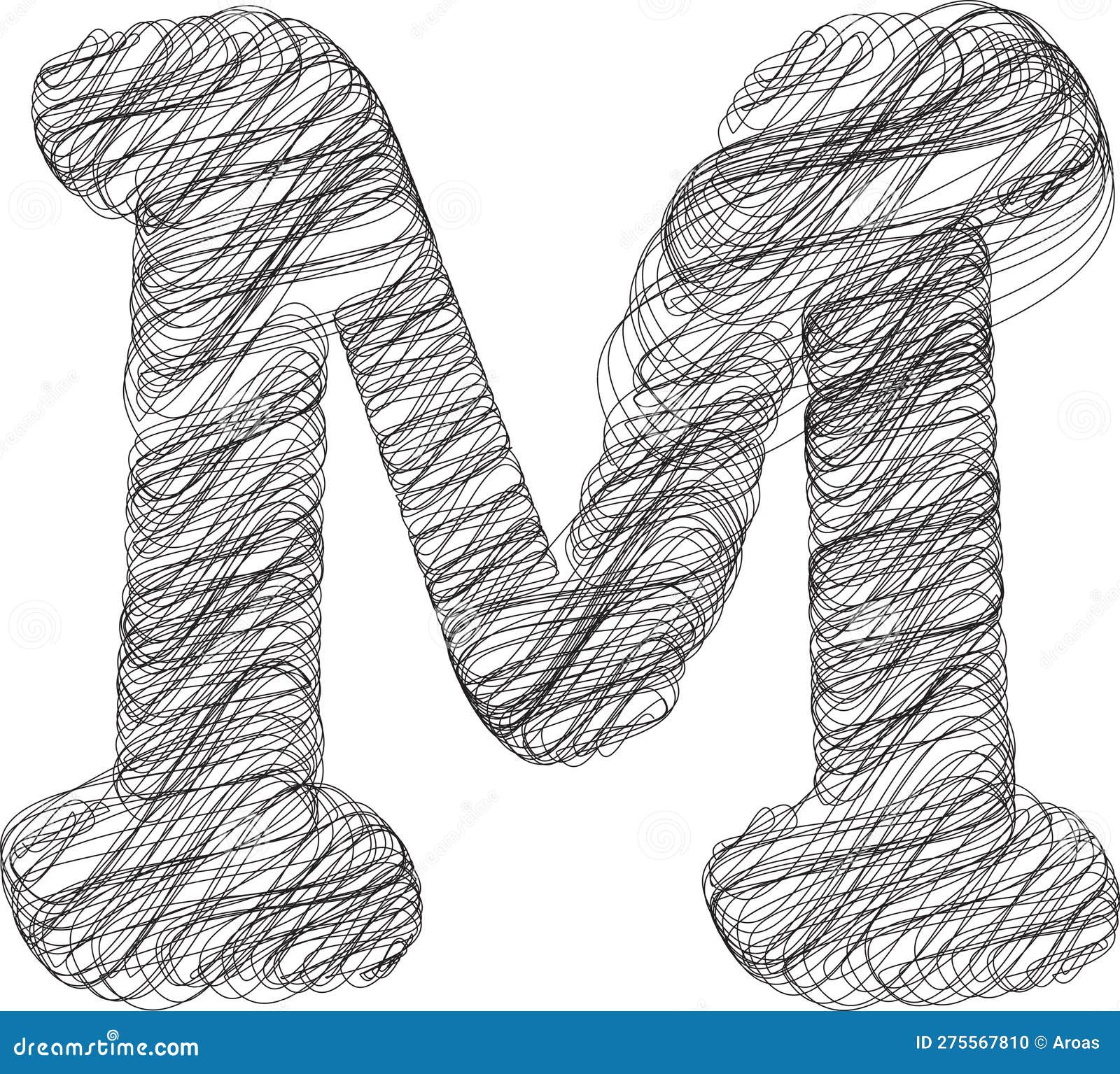 Abstract Hand Drawn Letter M Stock Vector - Illustration of typeset ...