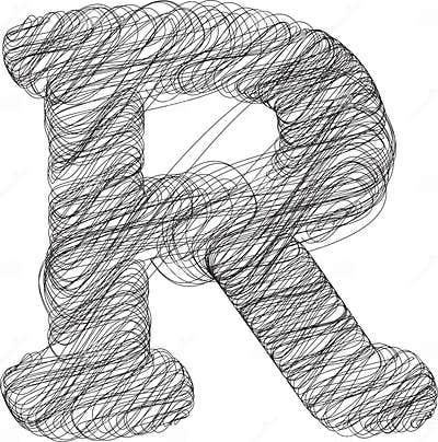 Abstract Hand Drawn Letter R Stock Vector - Illustration of caps ...