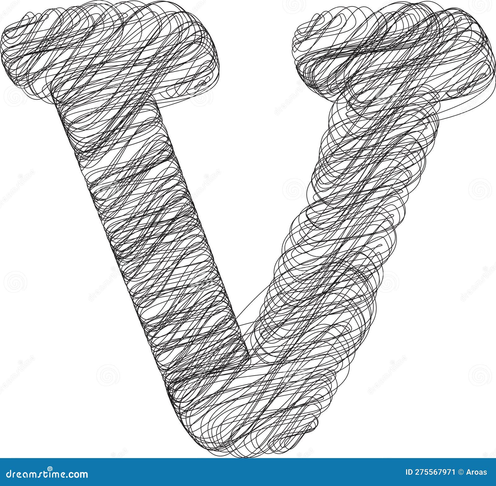Abstract Hand Drawn Letter V Stock Illustration - Illustration of ...