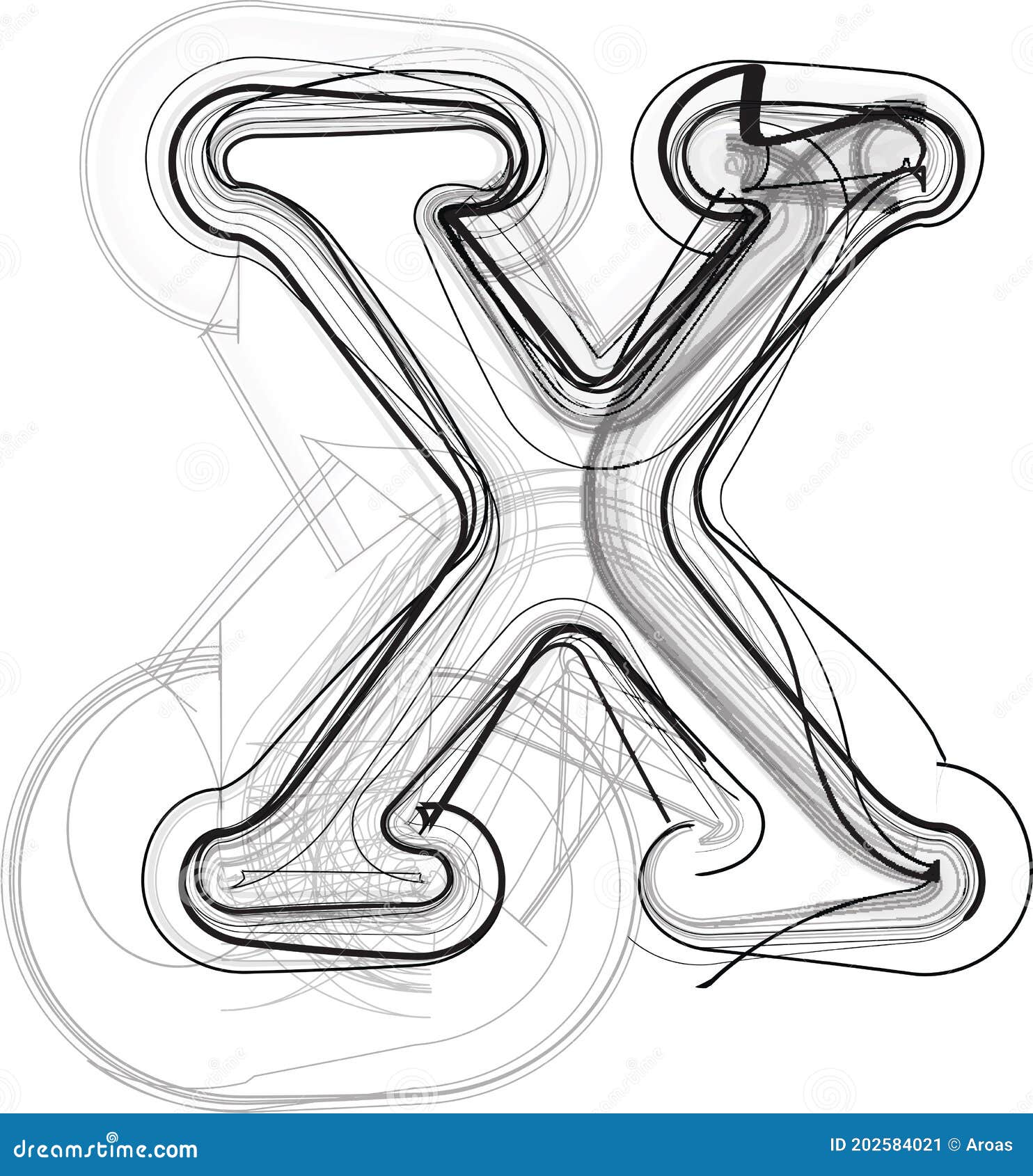 Abstract Hand Drawn Letter X Stock Vector - Illustration of hand ...